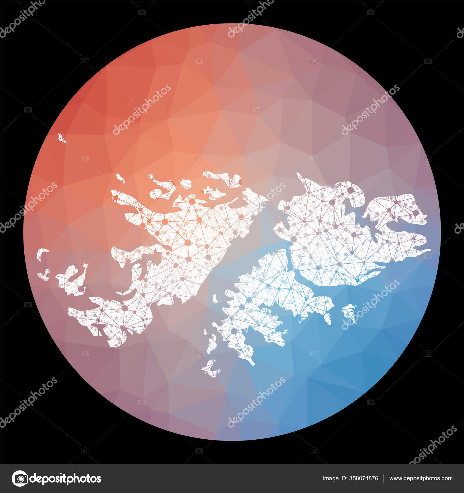 Vector network Falklands map Map of the country with low poly ...