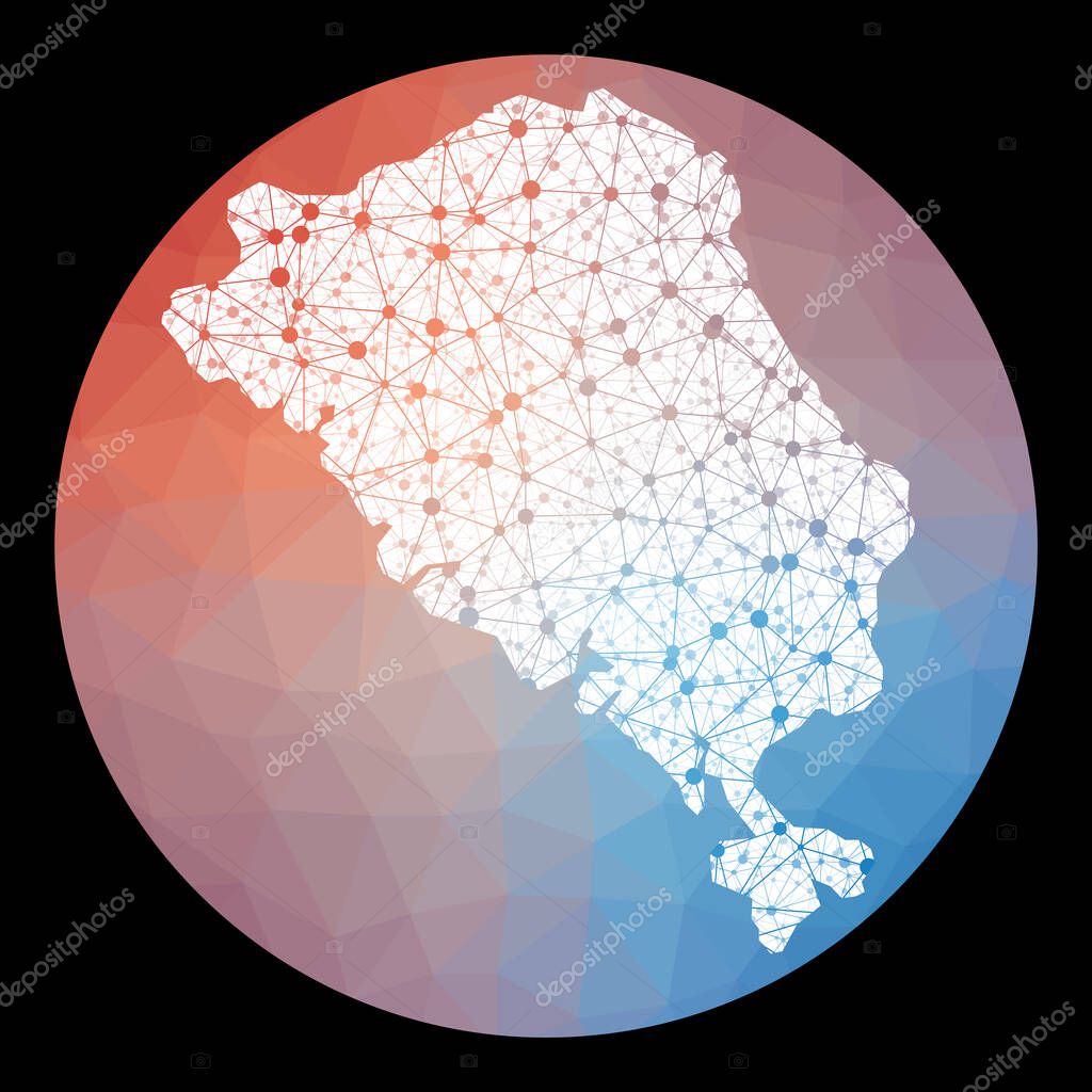 Red vectorial Colon Island mapa. Mapa de la isla con bajo fondo de poli ...