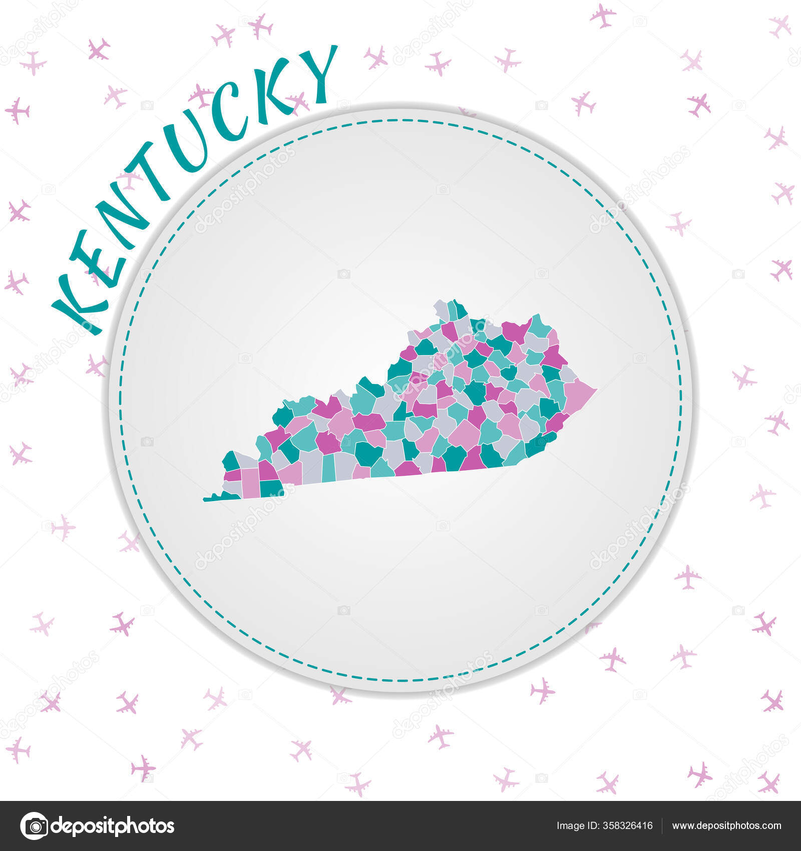 Image vectorielle Carte Kentucky Carte L'état Avec Des Régions Dans ...