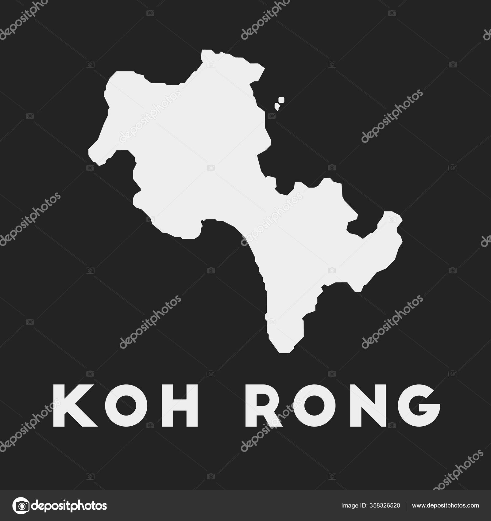 Koh Rong Icon Island Map Dark Background Stylish Koh Rong Vecteur par ...