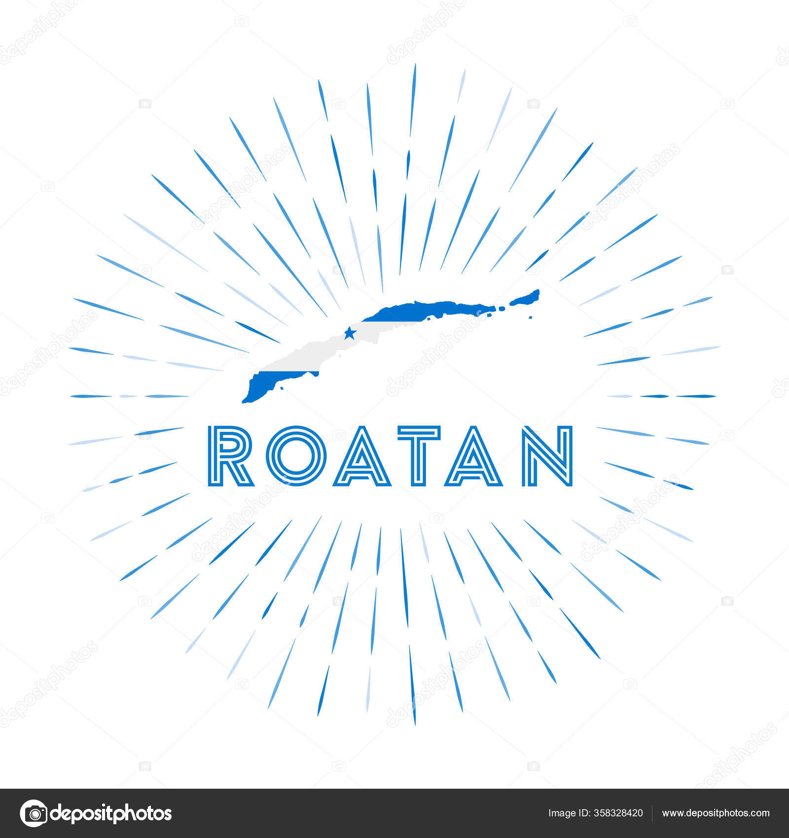Insignia Roatan Sunburst Letrero Isla Con Mapa Roatán Con Bandera ...