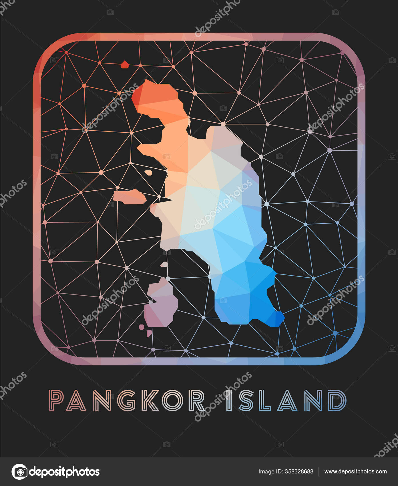 Pangkor Island Map Design Vector Low Poly Map Island Pangkor Stock ...