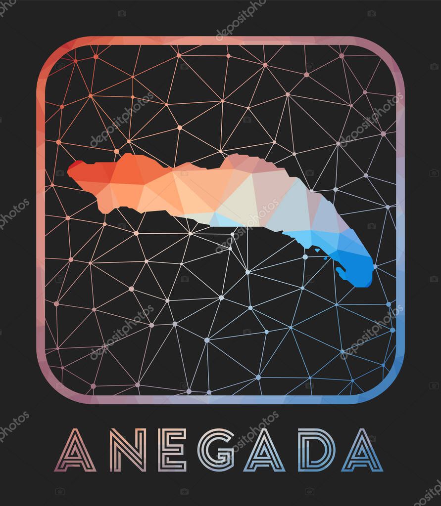 Anegada map design. Vector low poly map of the island. Anegada icon in ...