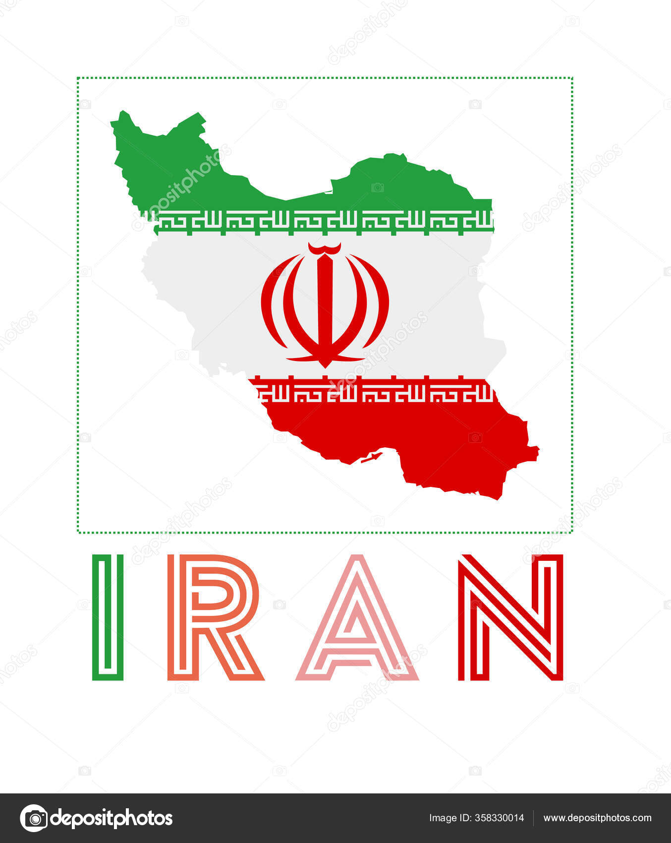 Logo Irán Mapa Irán Con Nombre Del País Bandera Ilustración Vector de ...