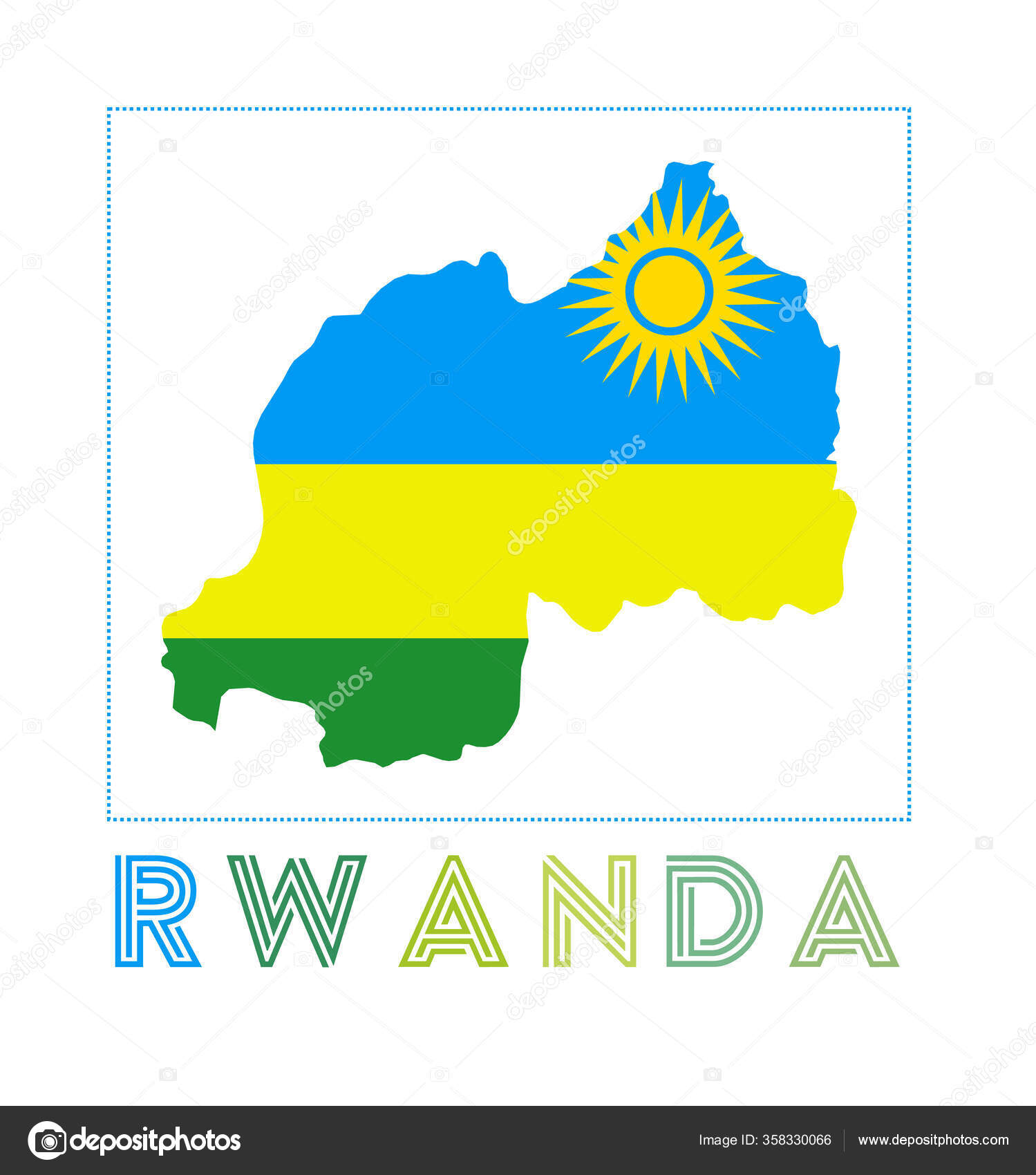 Logo Rwanda Carte Rwanda Avec Nom Drapeau Pays Illustration Vectorielle ...