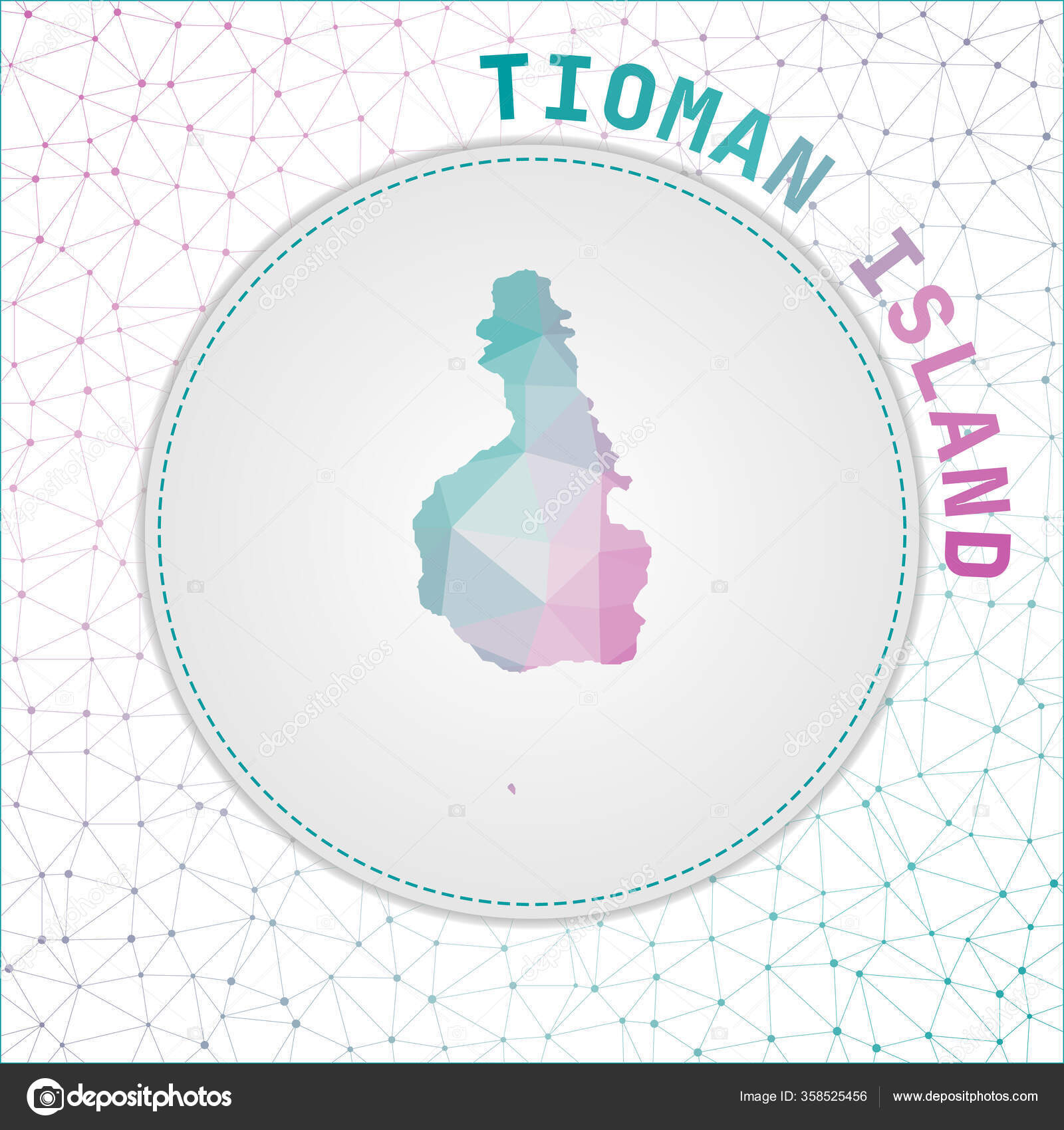 Peta Pulau Tioman Vektor Polygonal Peta Pulau Dengan Jaringan Mesh ...