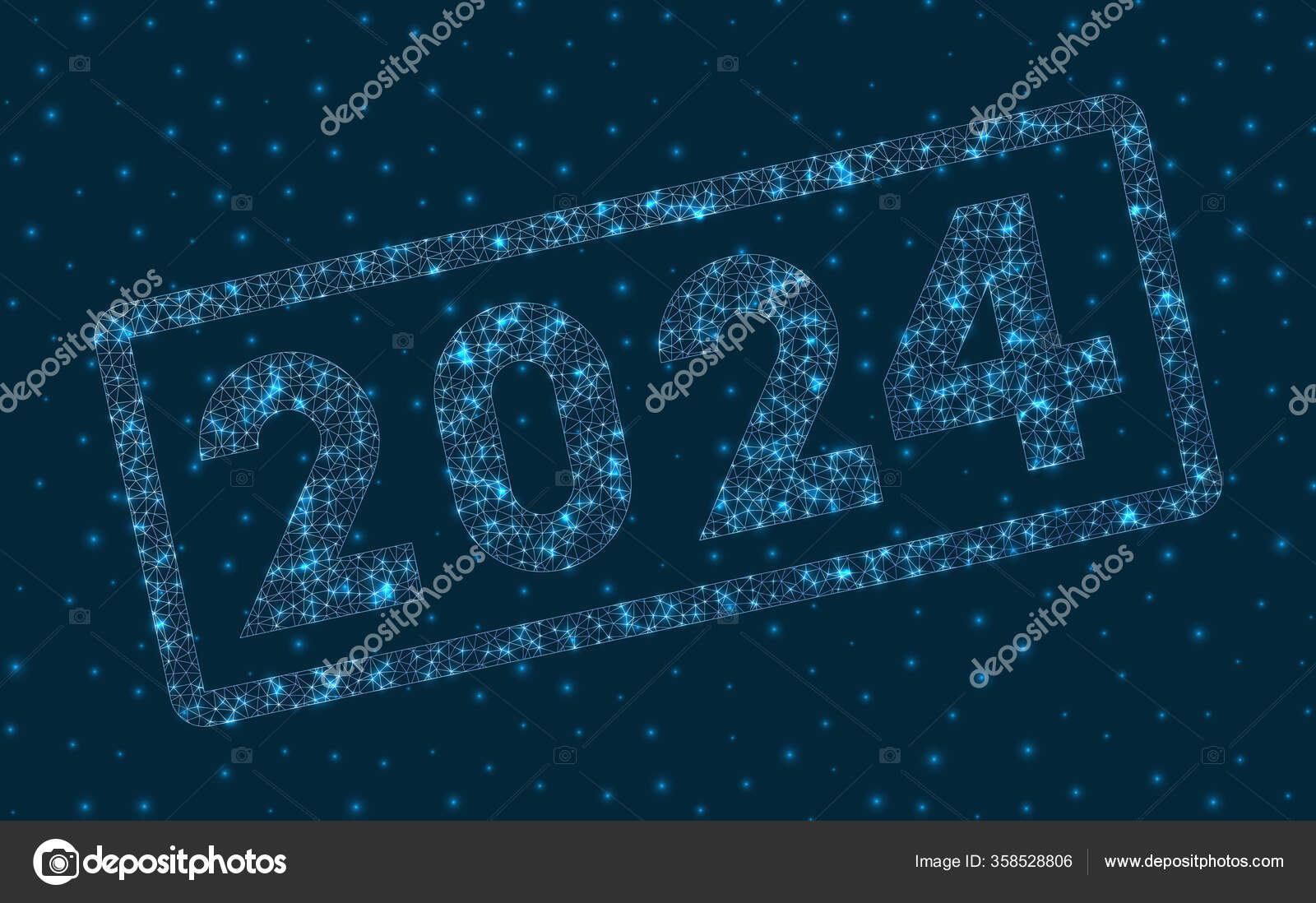 2024 word in digital style Glowing geometric 2024 badge Attractive ...