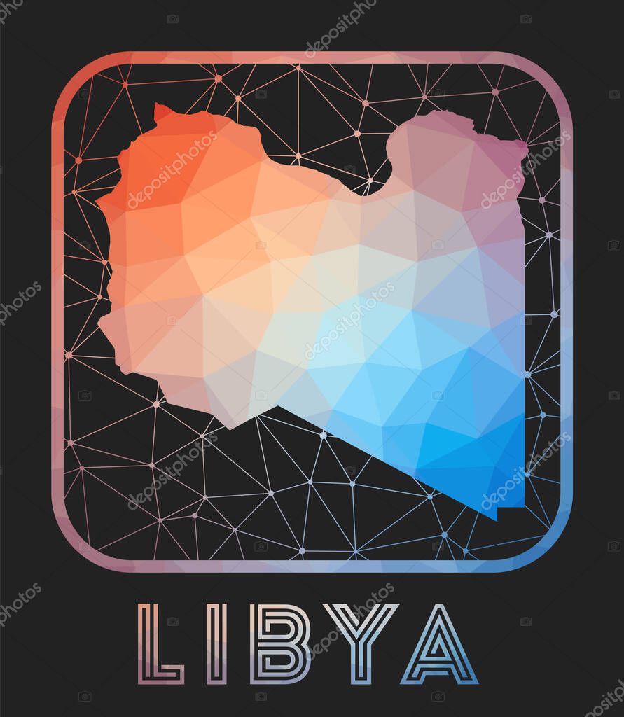 Libya map design. Vector low poly map of the country. Libya icon in ...