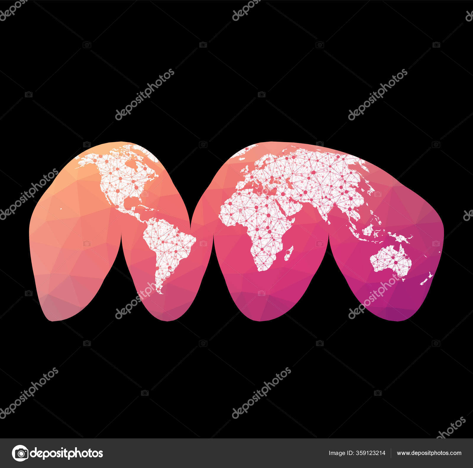 World Network Map Goode 27S Interrupted Homolosine Projection Wired ...
