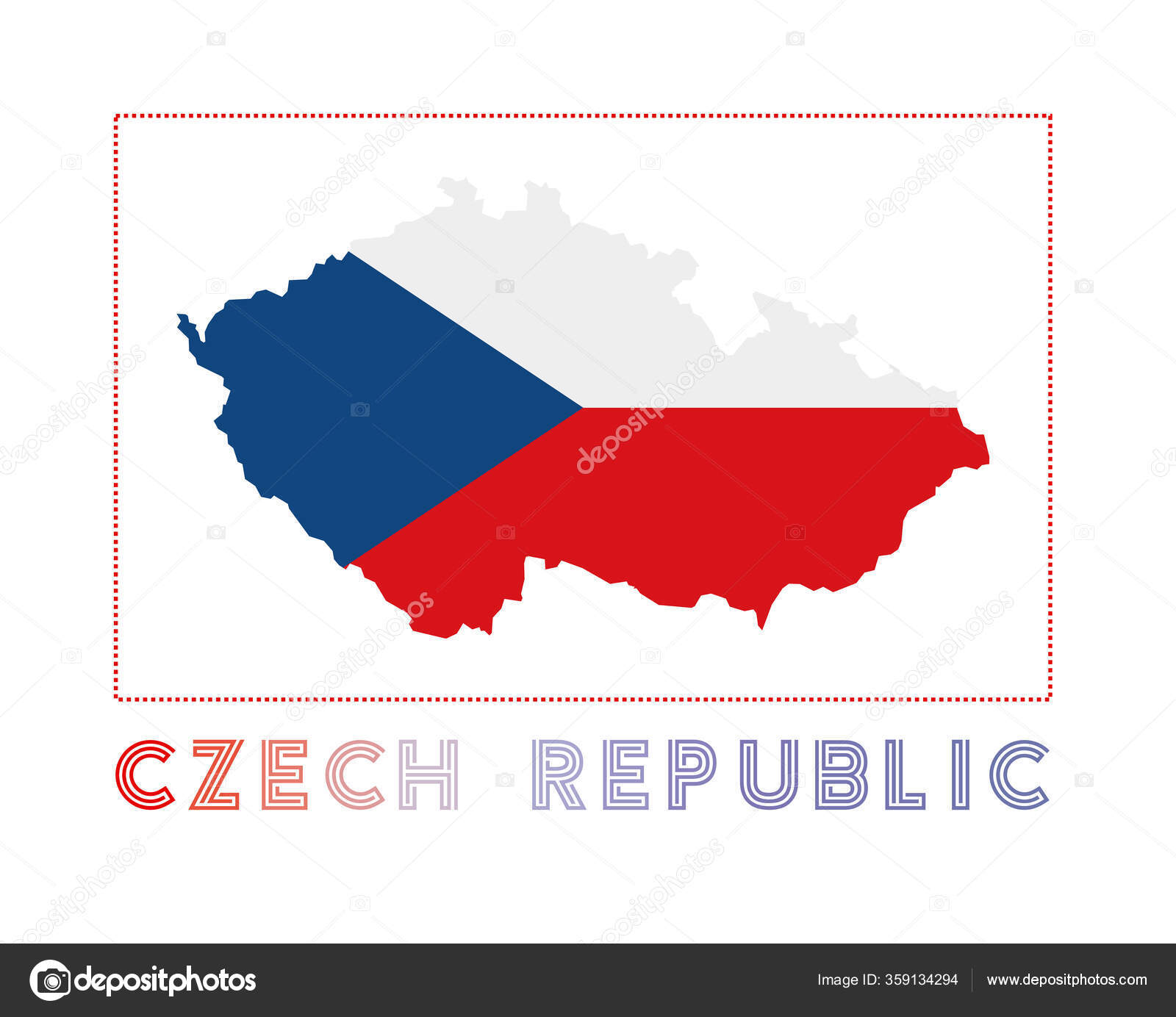 República Checa Logo Mapa de República Checa con nombre del país y ...