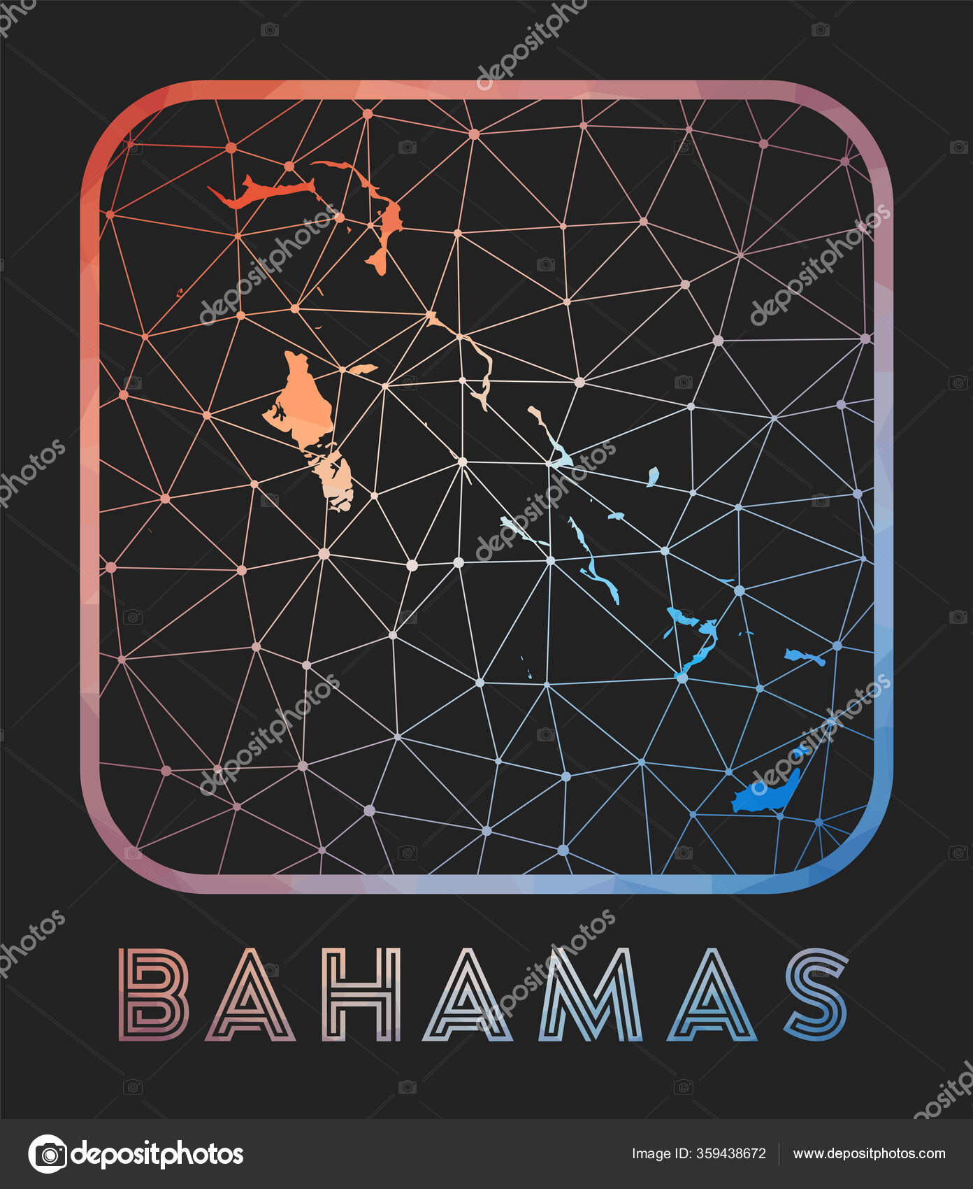 Bahamas Map Design Vector Low Poly Map Country Bahamas Icon Stock ...