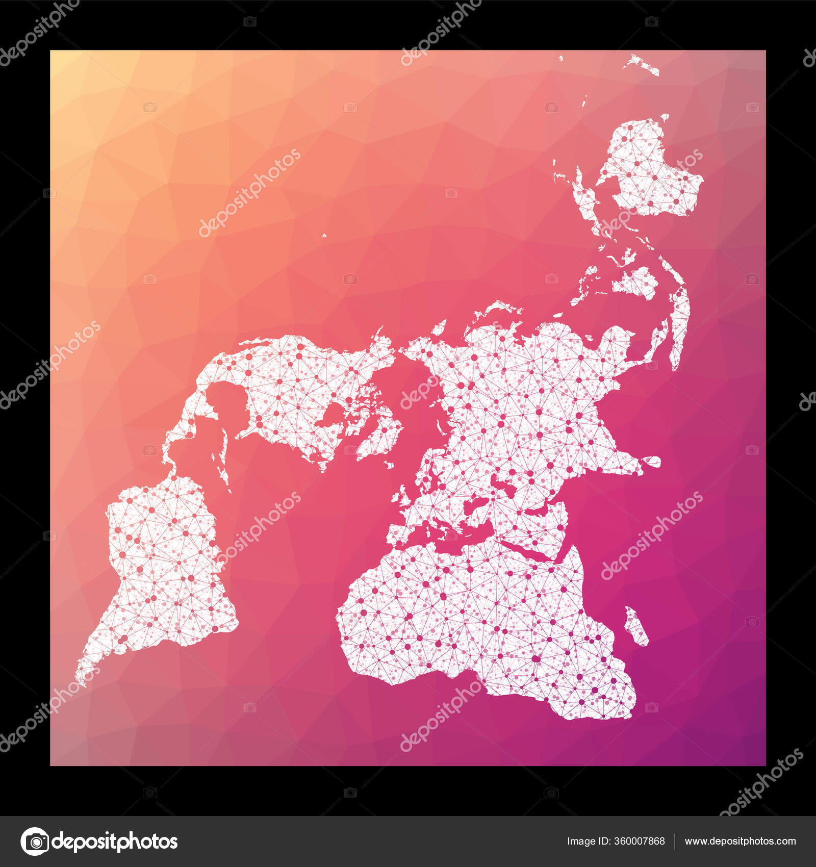 World network map Peirce quincuncial projection Wired globe in Peirce ...