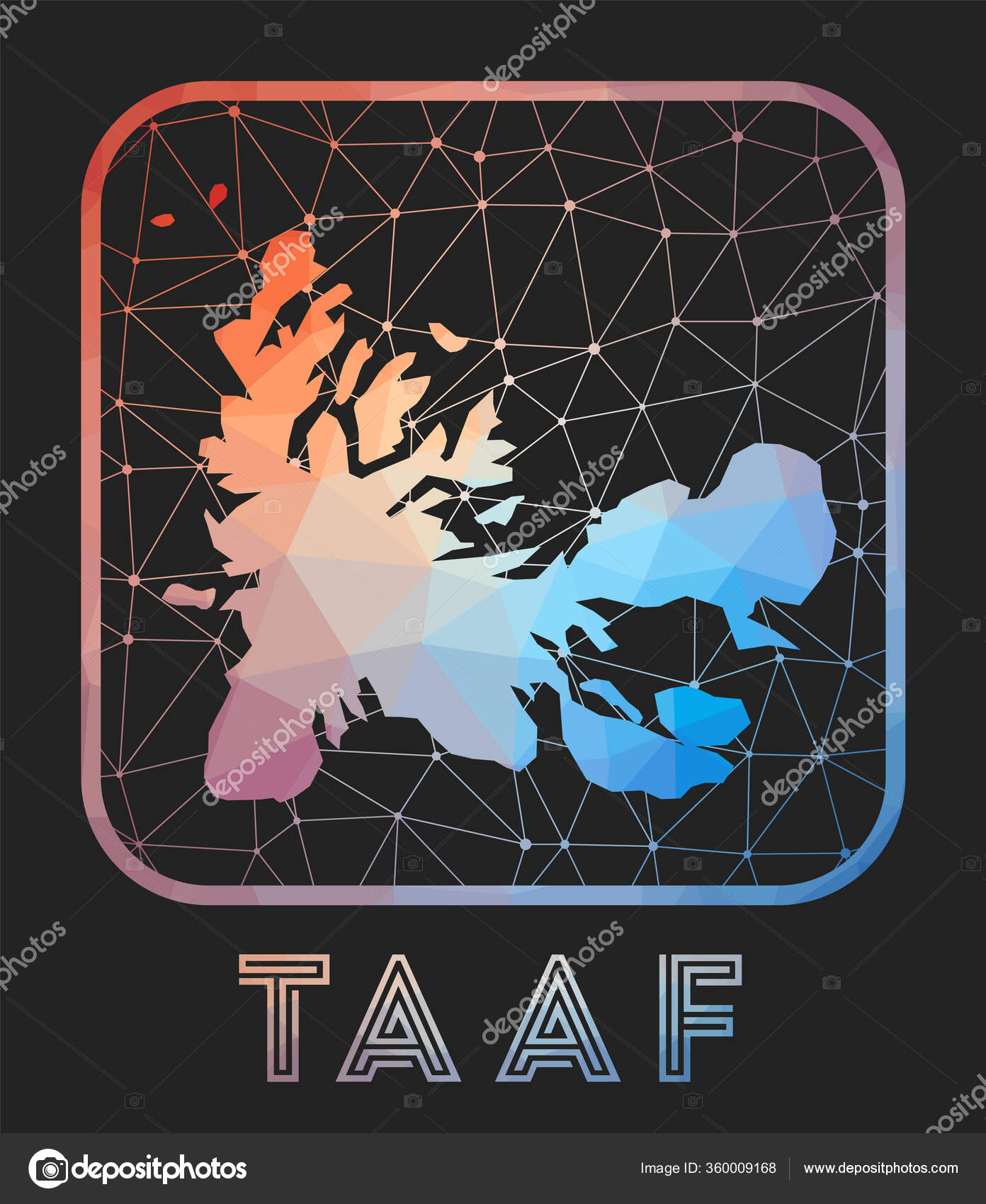 TAAF map design Vector low poly map of the country TAAF icon in ...