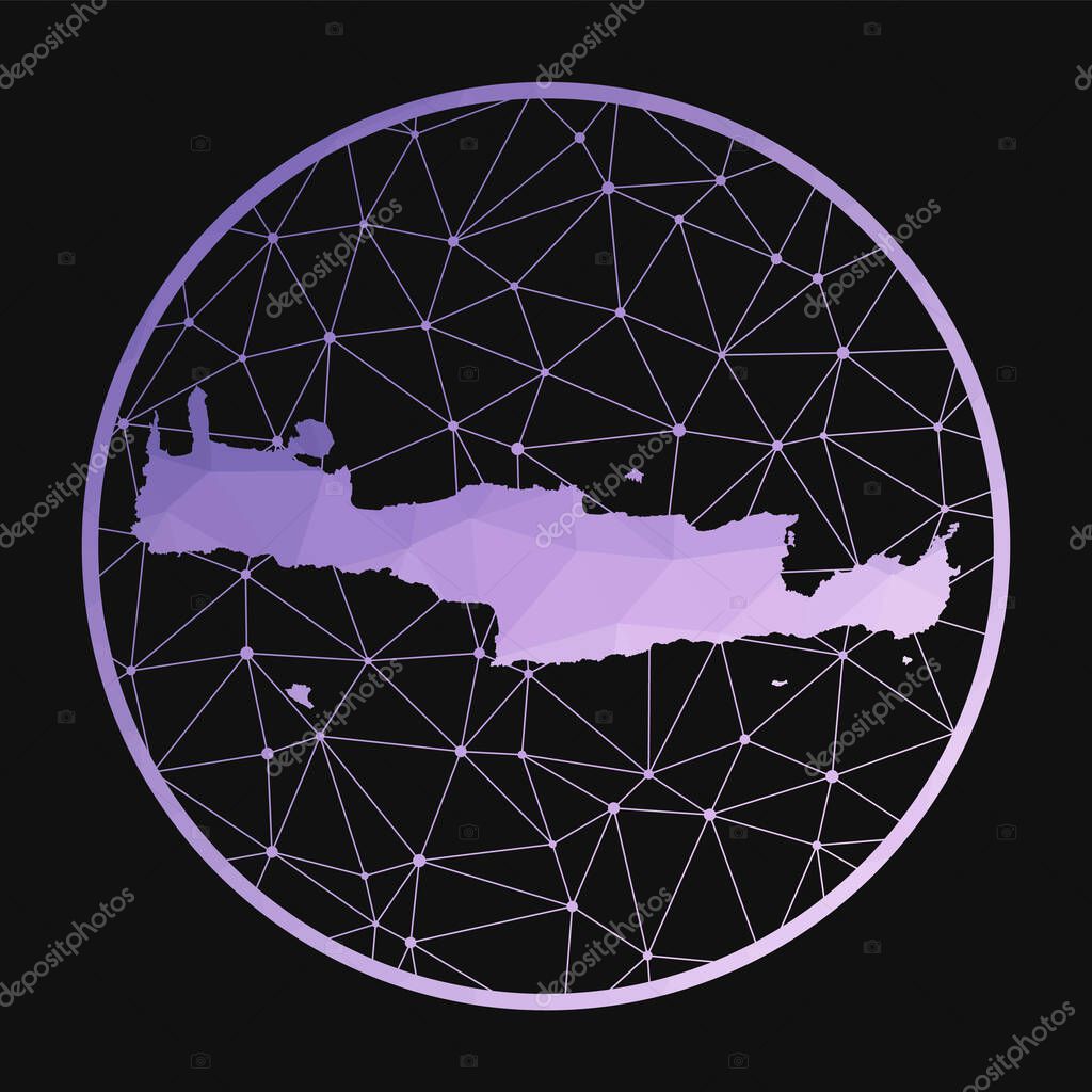 Icono de Creta Vector mapa poligonal de la isla Icono de Creta en ...