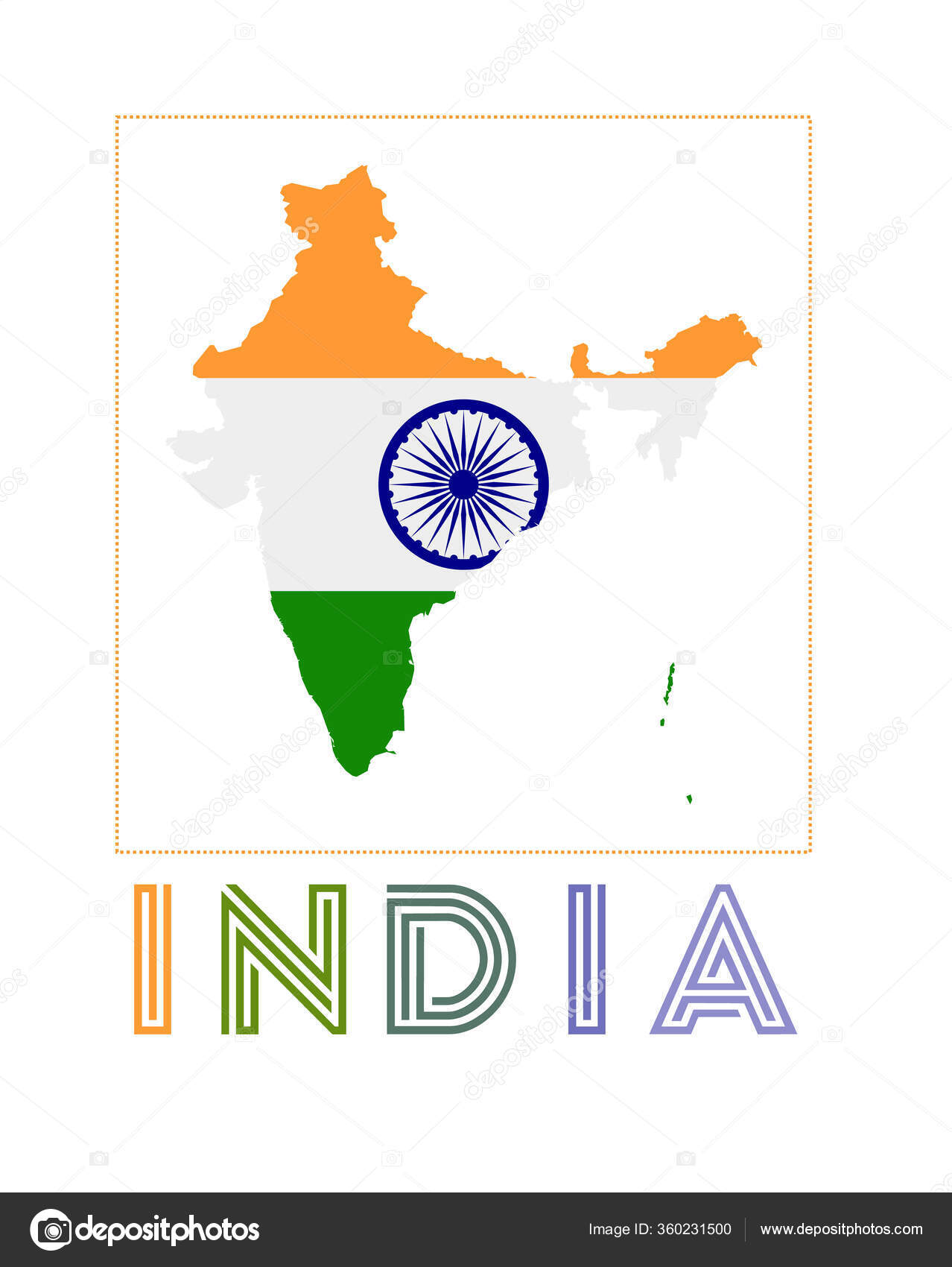India Logo Map of India with country name and flag Awesome vector illustration Stock Vector by ...
