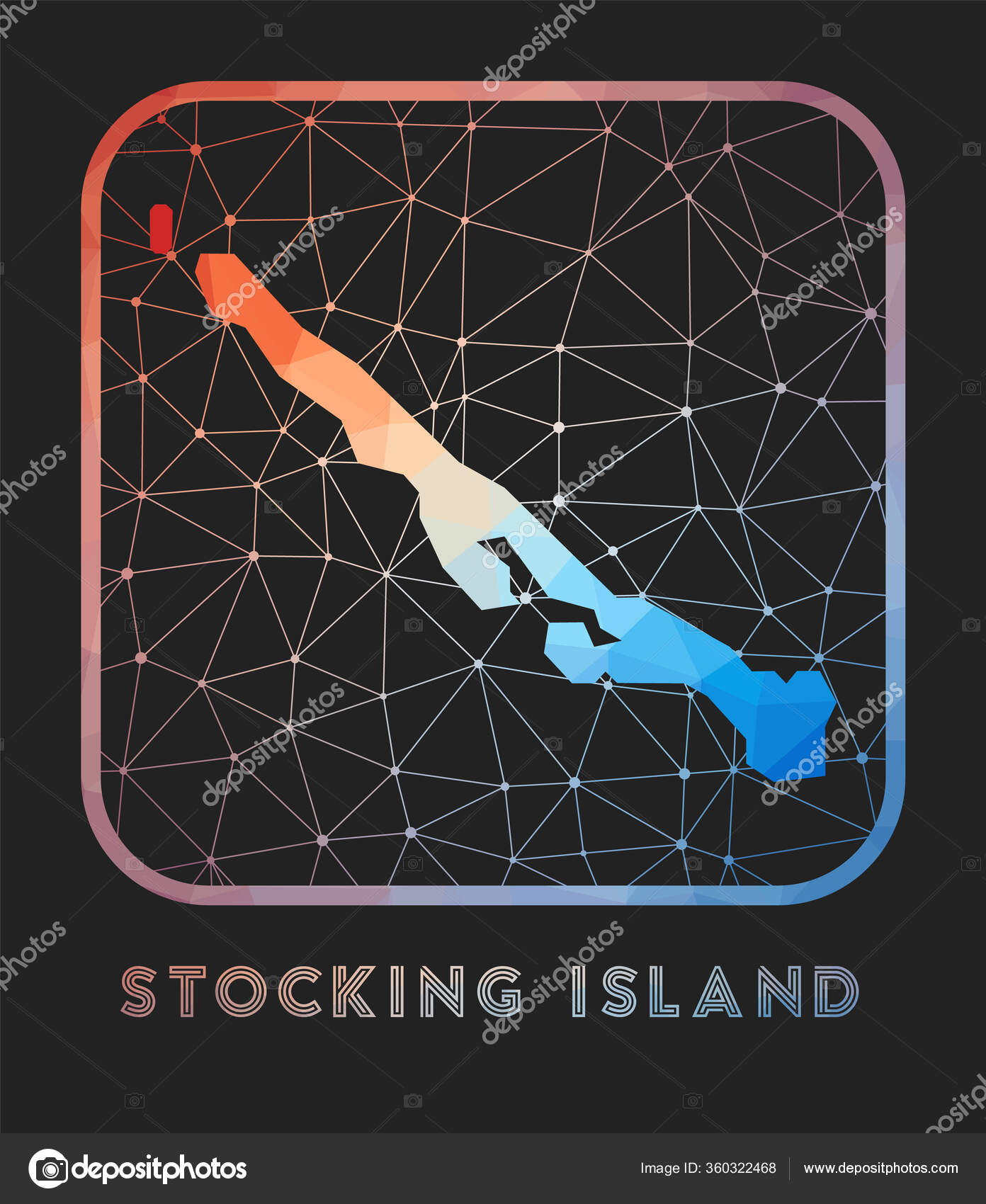 Stocking Island map design Vector low poly map of the island Stocking ...