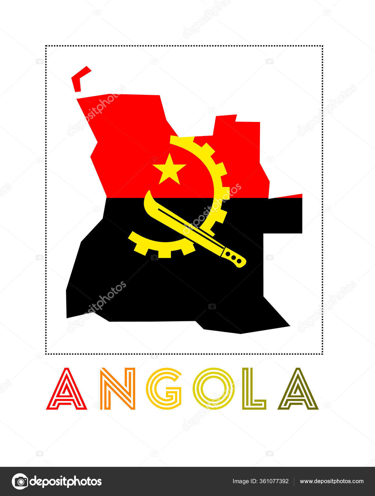 Angola Logo Map of Angola with country name and flag Appealing vector ...
