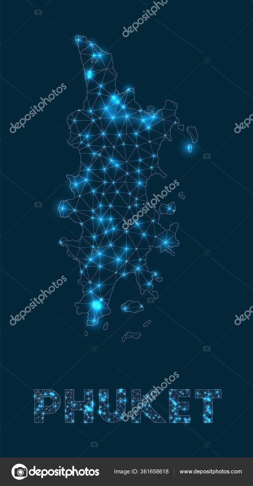 Phuket network map Abstract geometric map of the island Internet ...