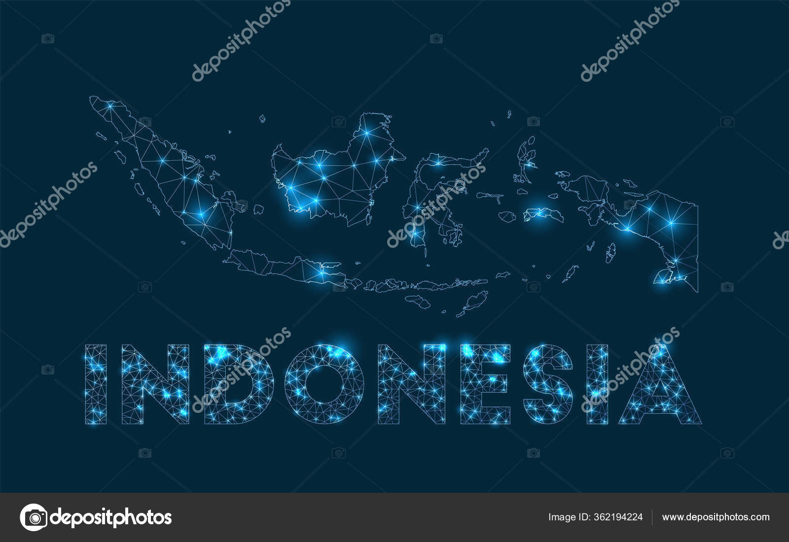 Peta jaringan Indonesia Peta geometris abstrak dari koneksi Internet ...