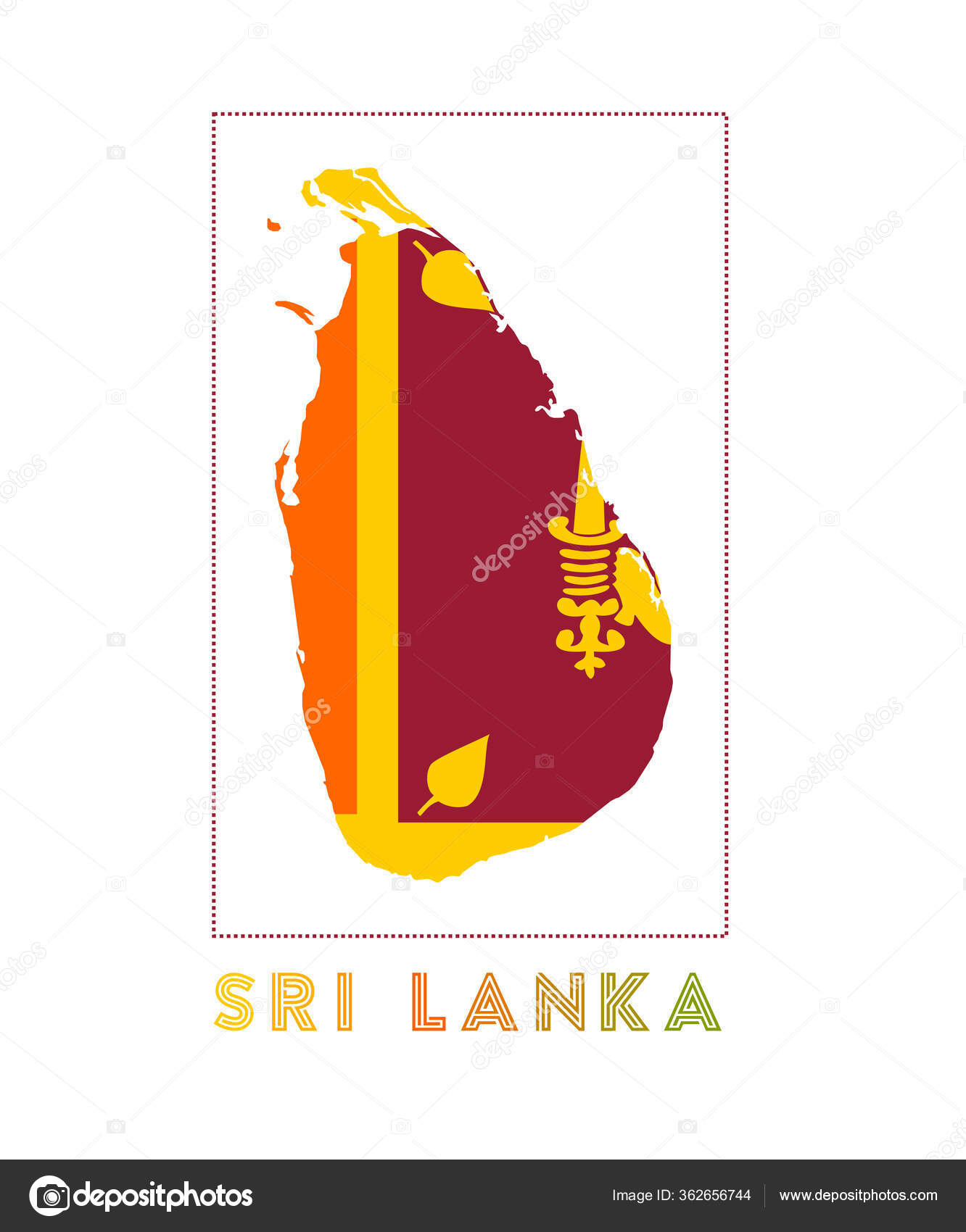 Sri Lanka Logo Map of Sri Lanka with country name and flag Attractive ...