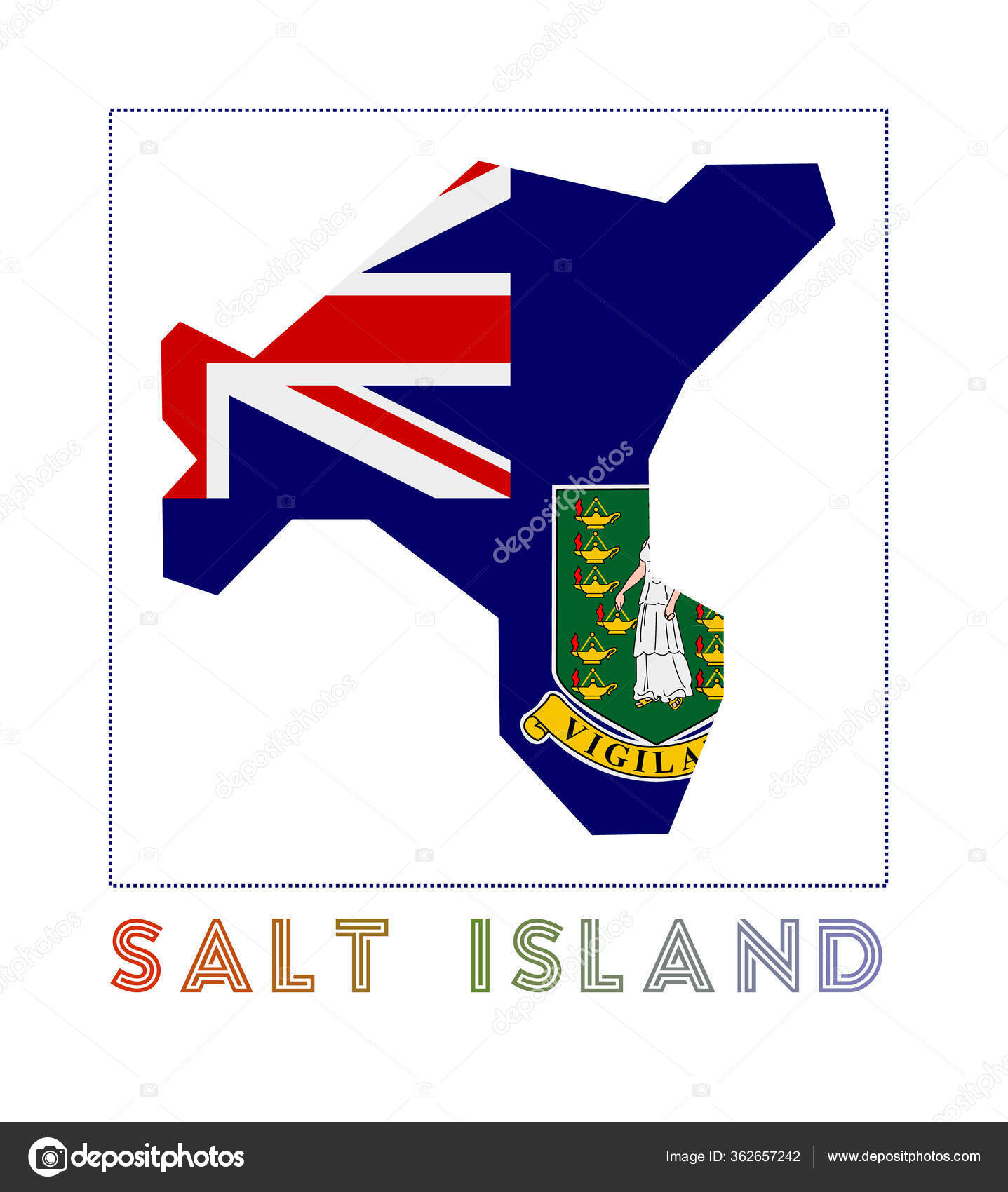 Salt Island Logo Map of Salt Island with island name and flag Superb ...