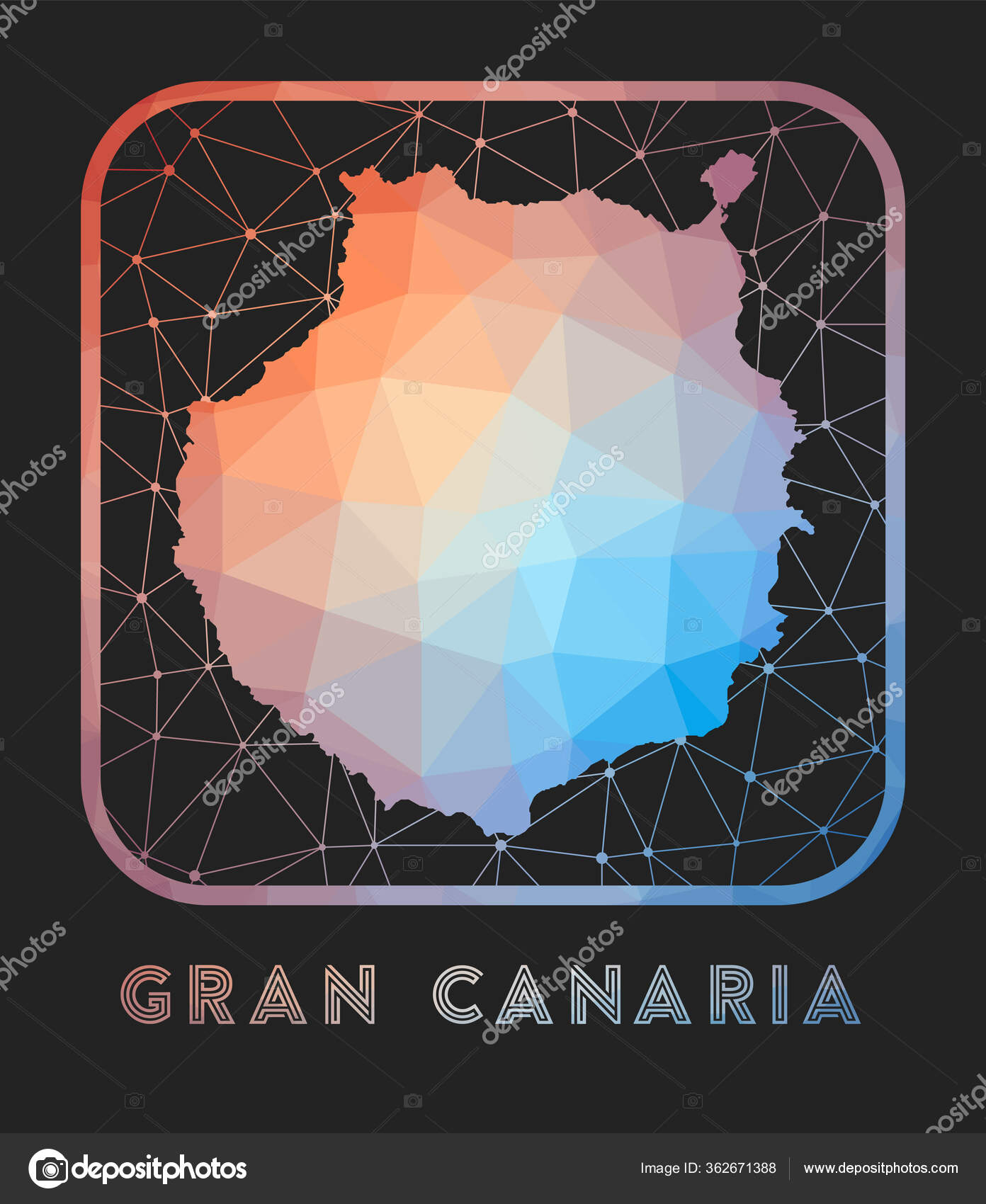 Gran Canaria map design Vector low poly map of the island Gran Canaria ...