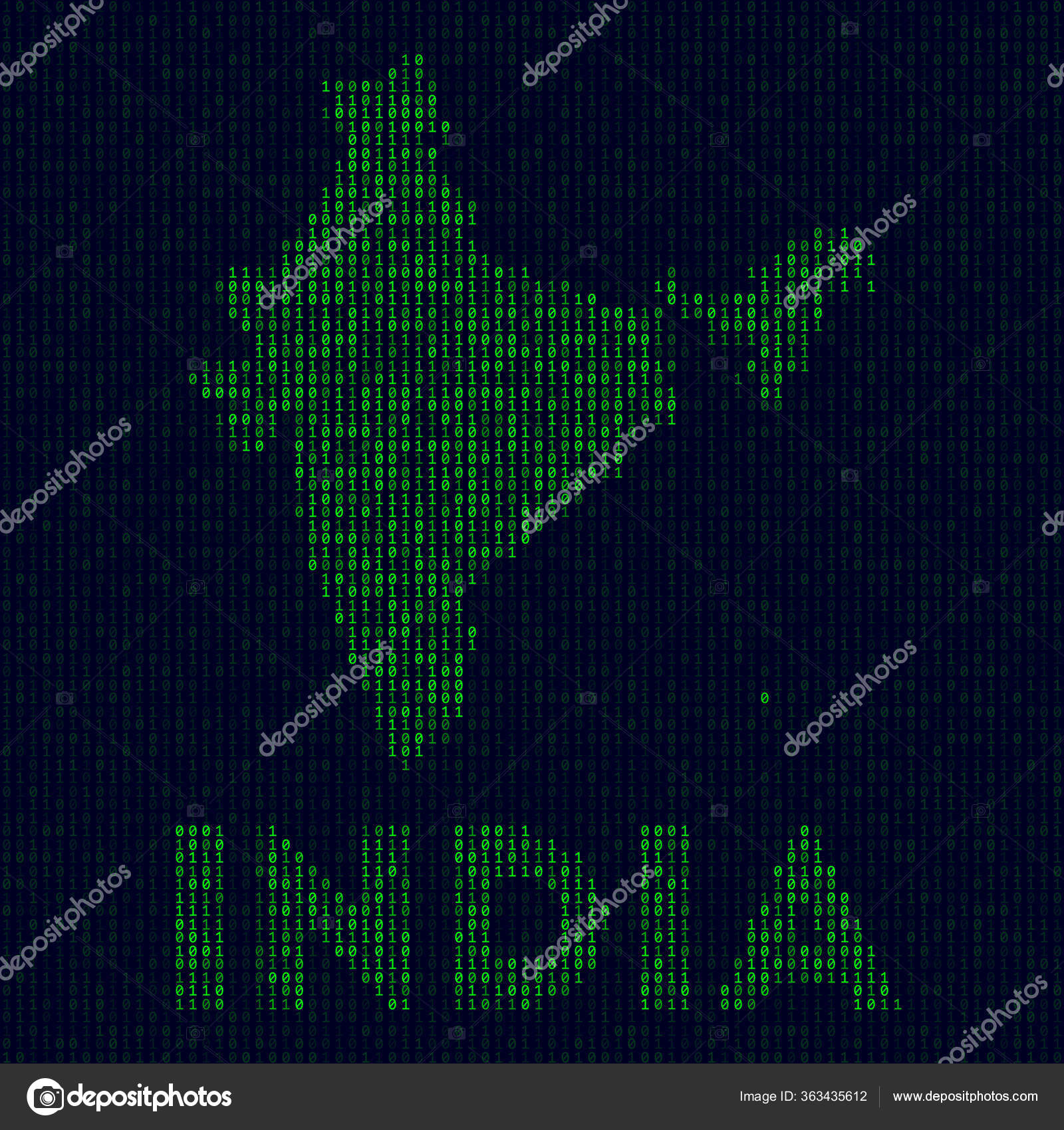 Digital India logo Country symbol in hacker style Binary code map of ...