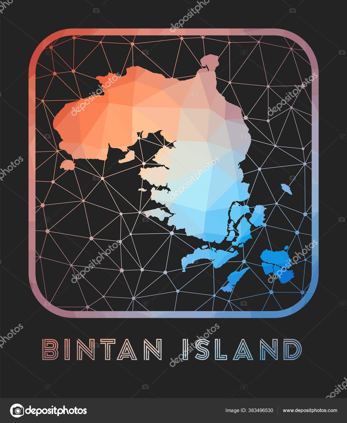 Bintan Island map design Vector low poly map of the island Bintan ...