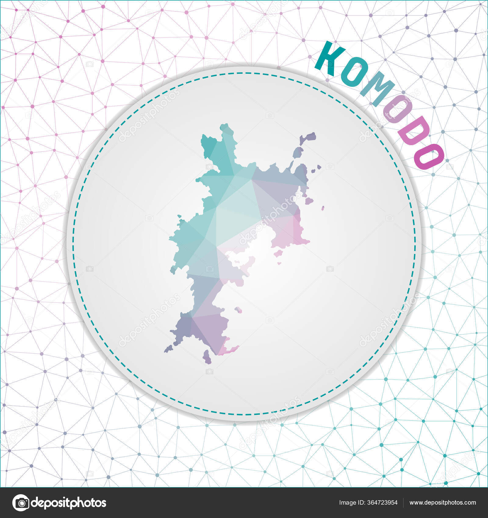 Vector polygonal Komodo map Map of the island with network mesh ...