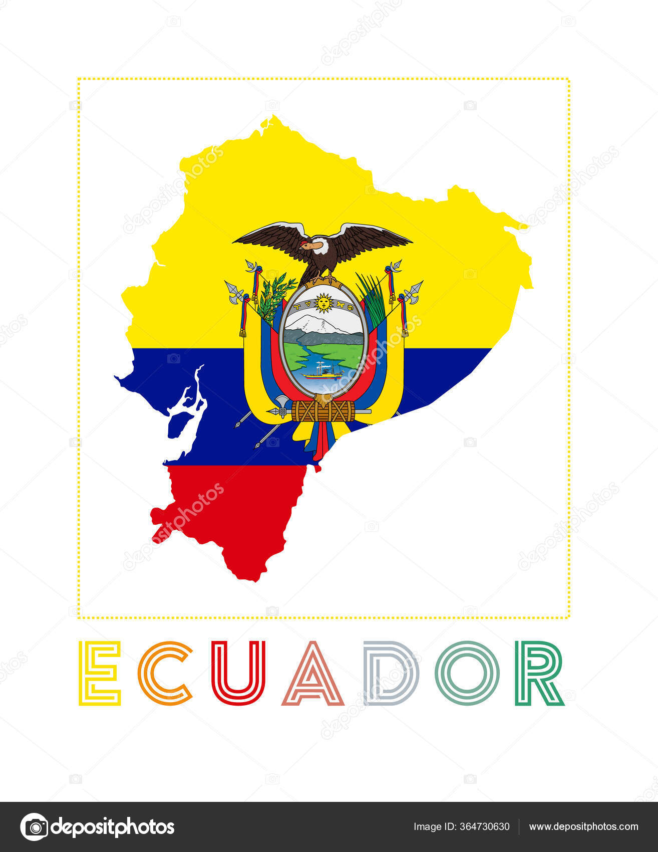 Ecuador Logo Map of Ecuador with country name and flag Appealing vector ...