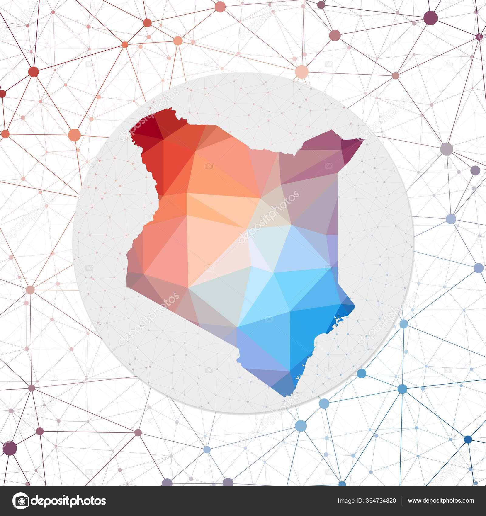 Abstract vector map of Kenya Technology in the country geometric style ...