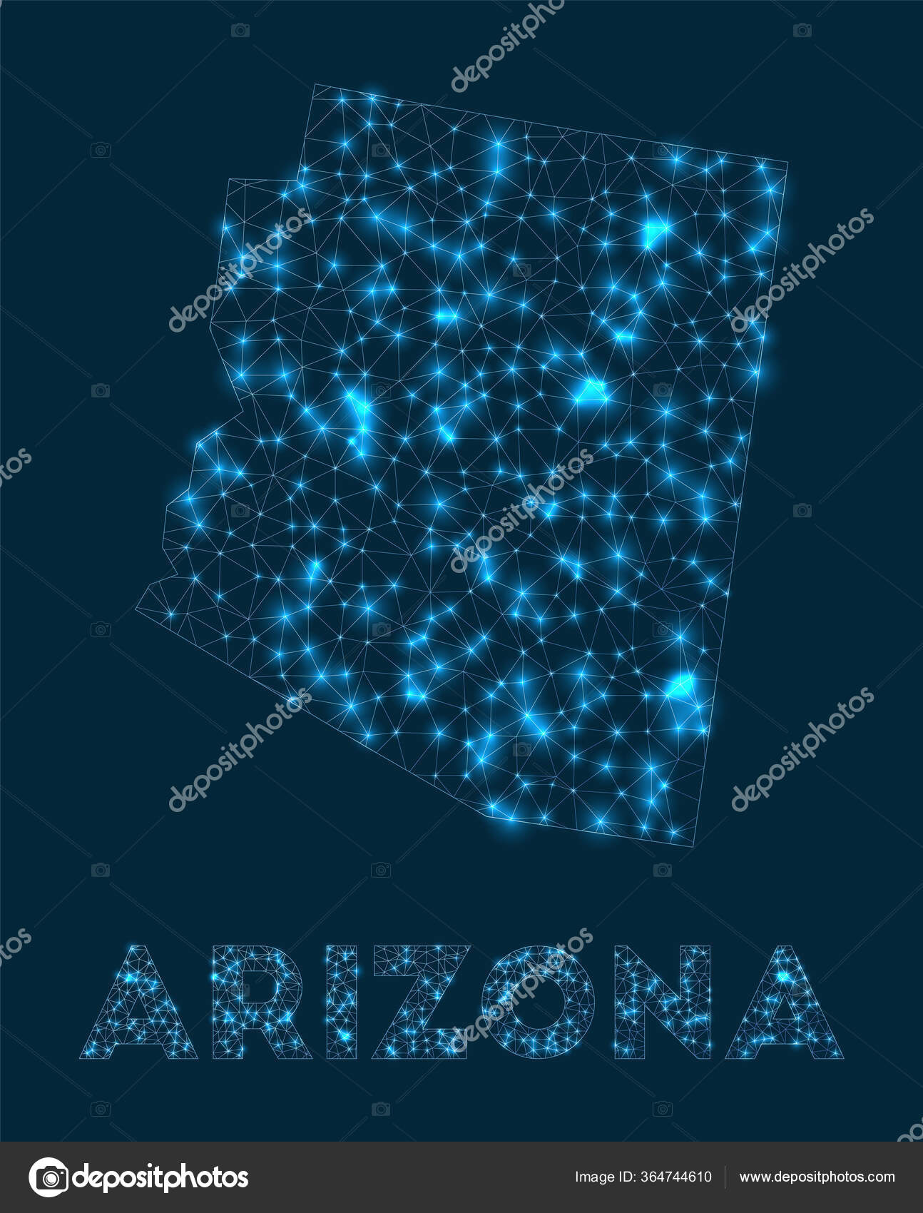 Arizona network map Abstract geometric map of the us state Internet ...