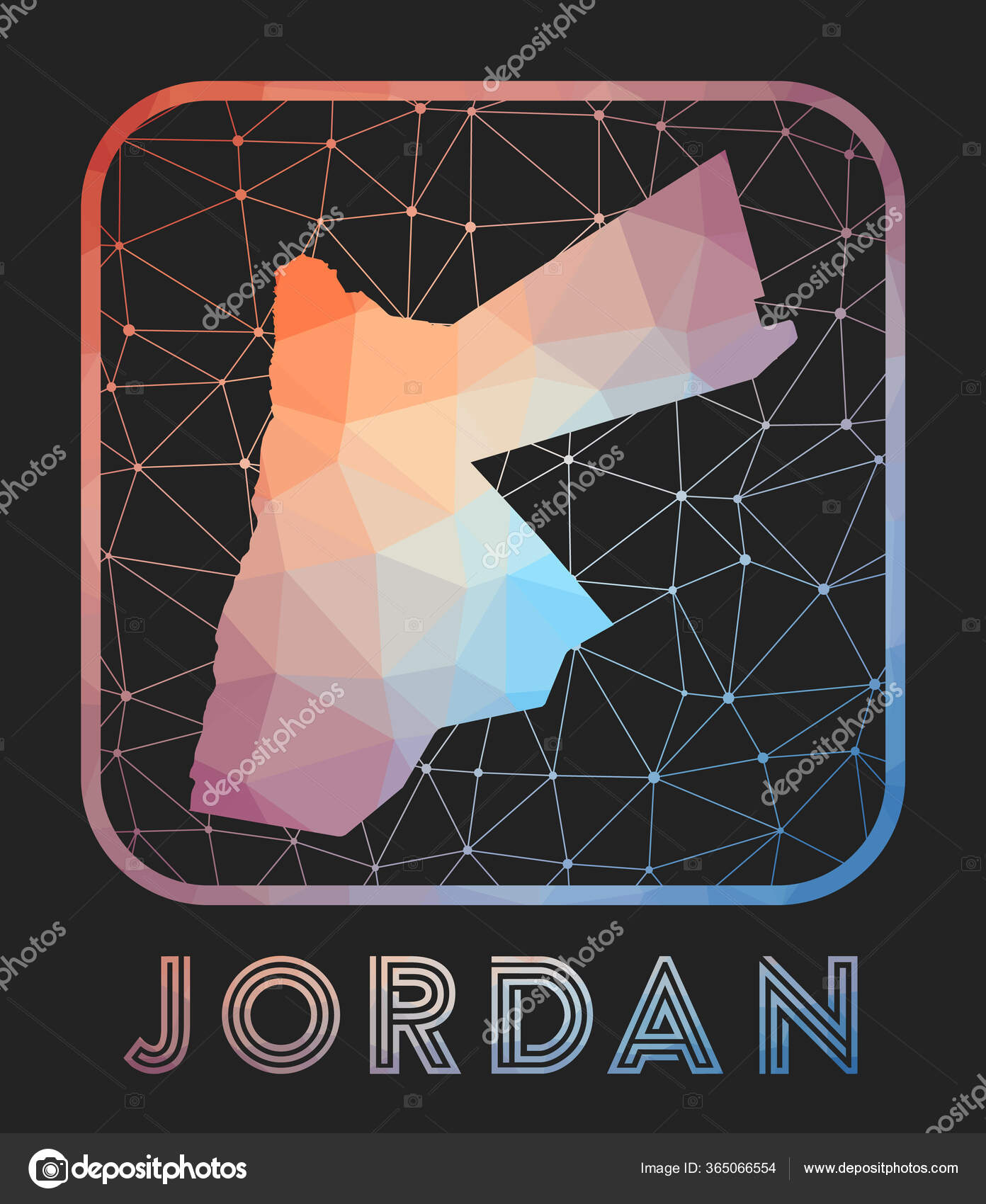 Jordan map design Vector low poly map of the country Jordan icon in ...