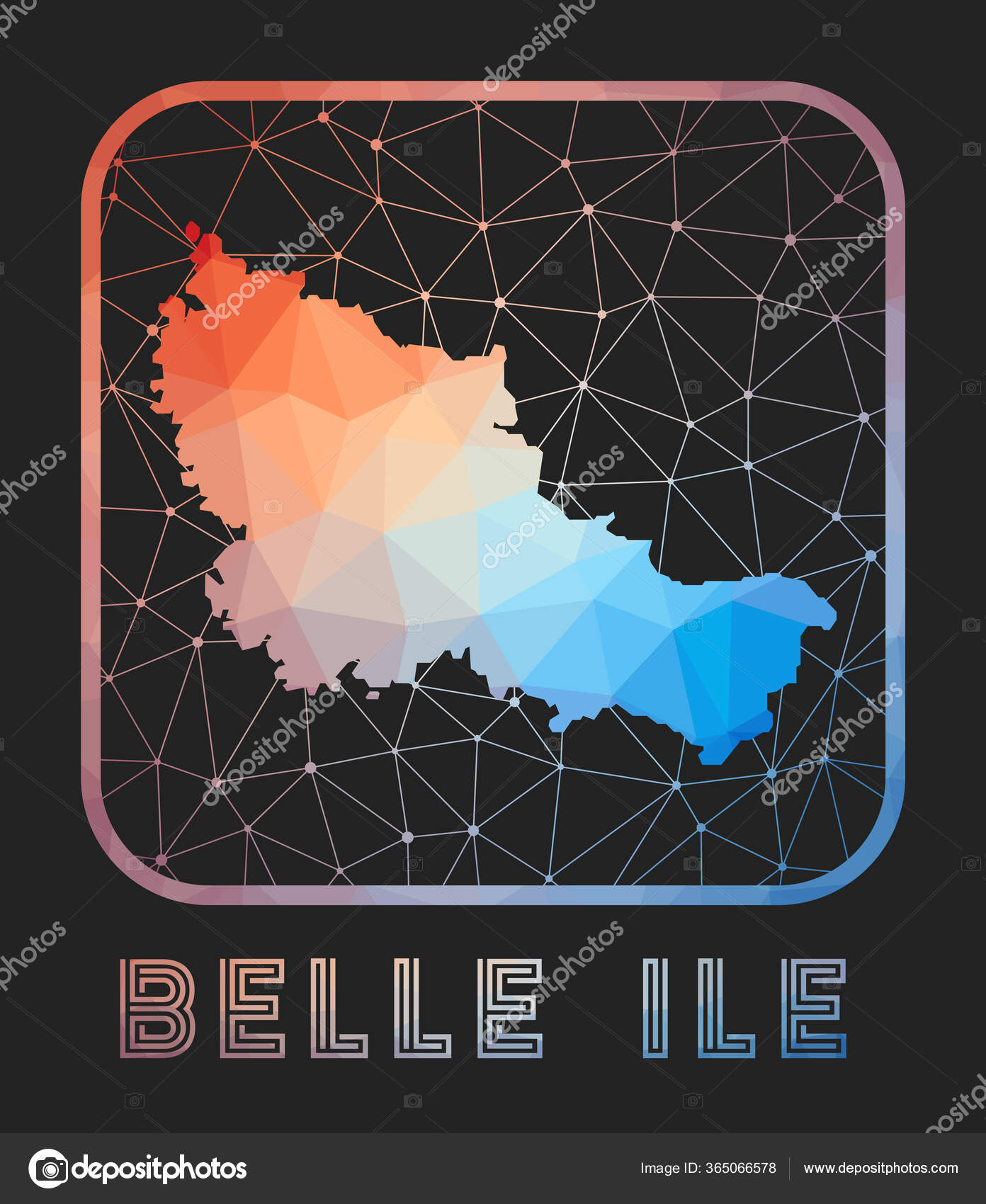 Belle Ile mapa design Vector low poly map of the island Belle Ile icon ...