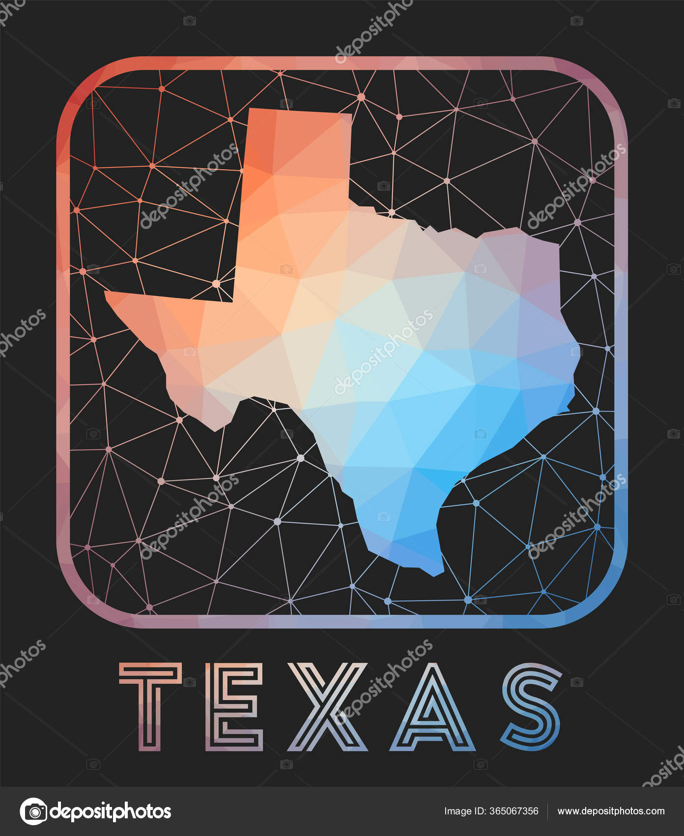 Texas map design Vetor low poly map of the us state Texas icon in ...