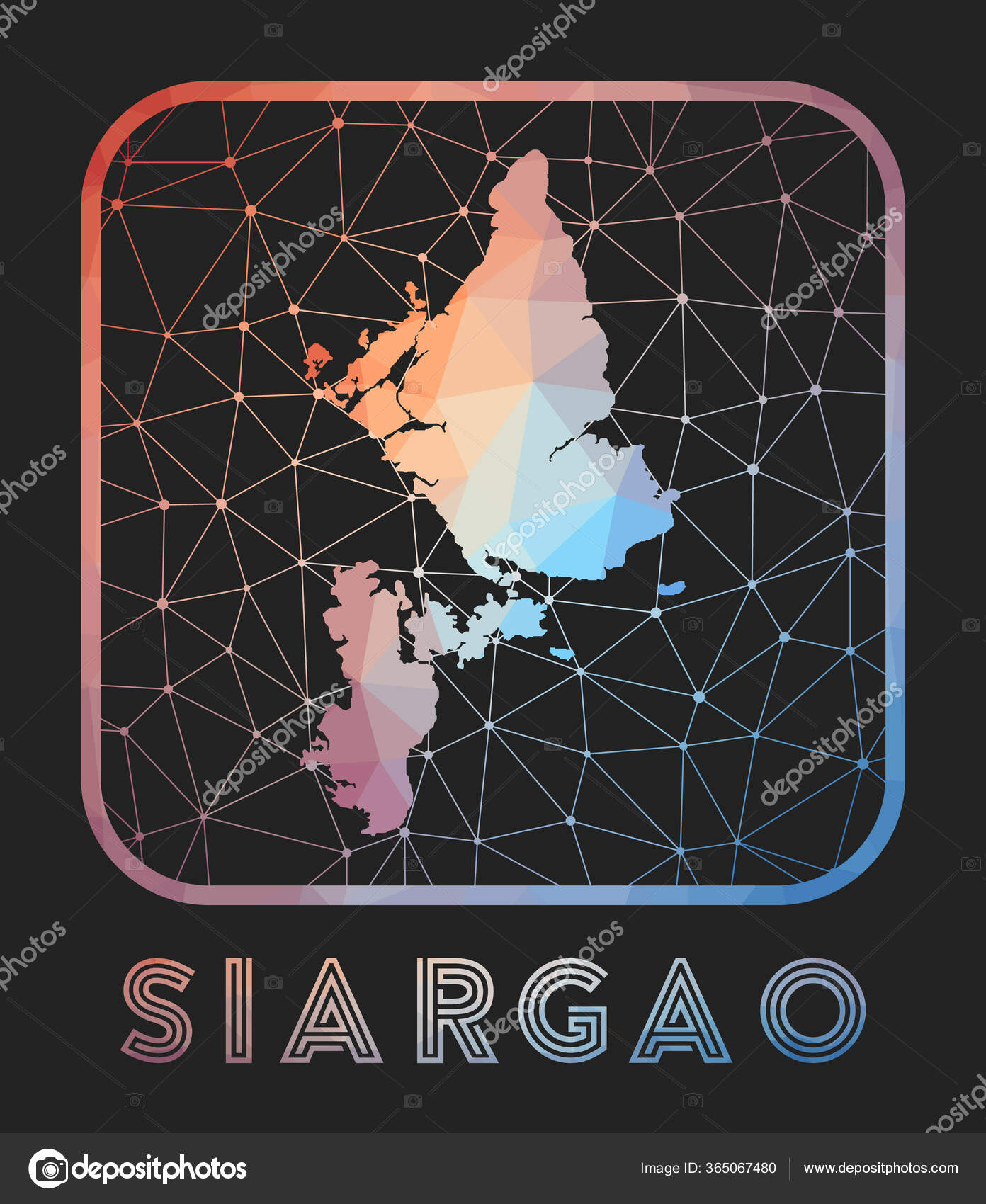Siargao map design Vector low poly map of the island Siargao icon in ...