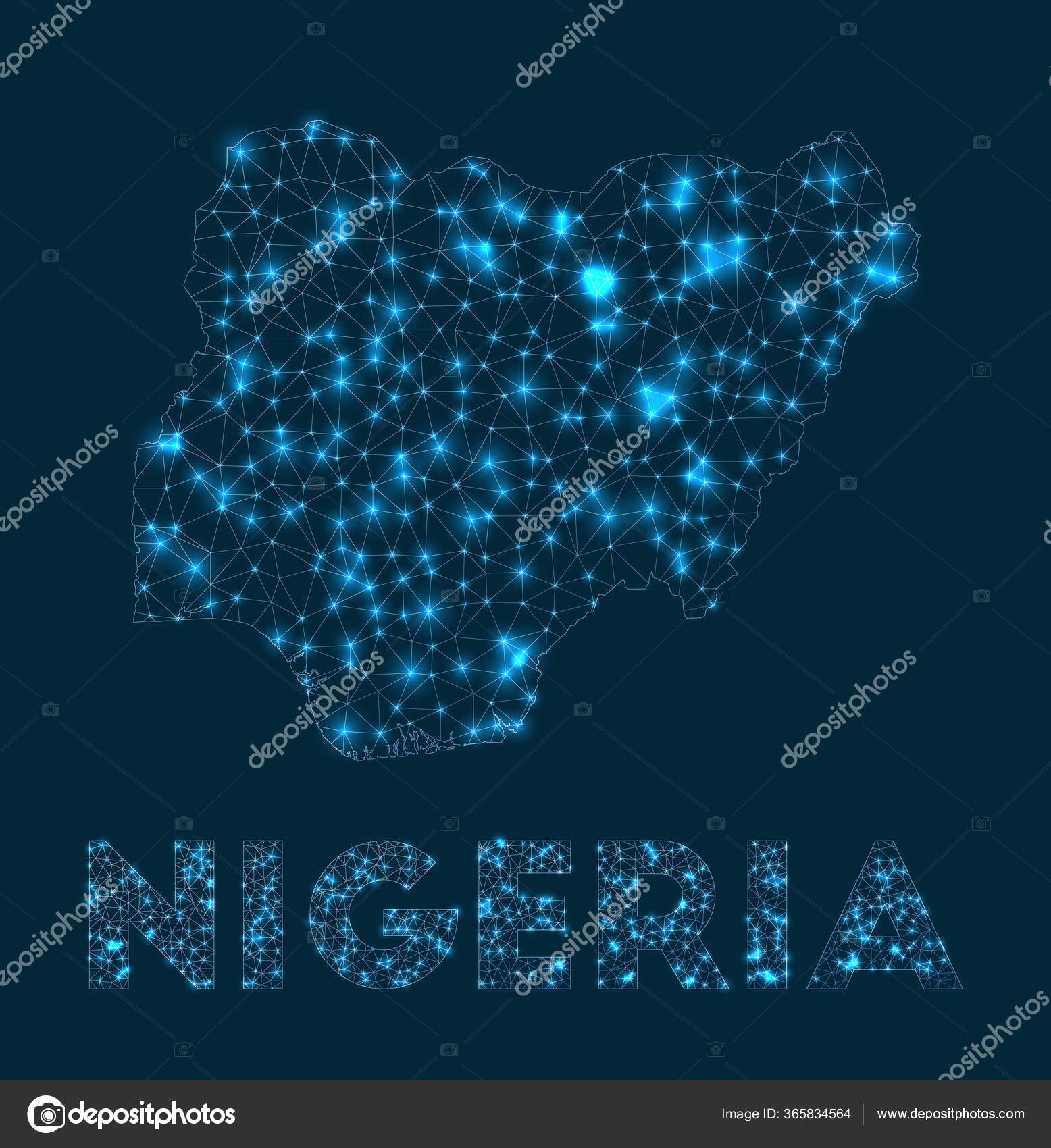 Nigeria network map Abstract geometric map of the country Internet connections and Stock Vector ...