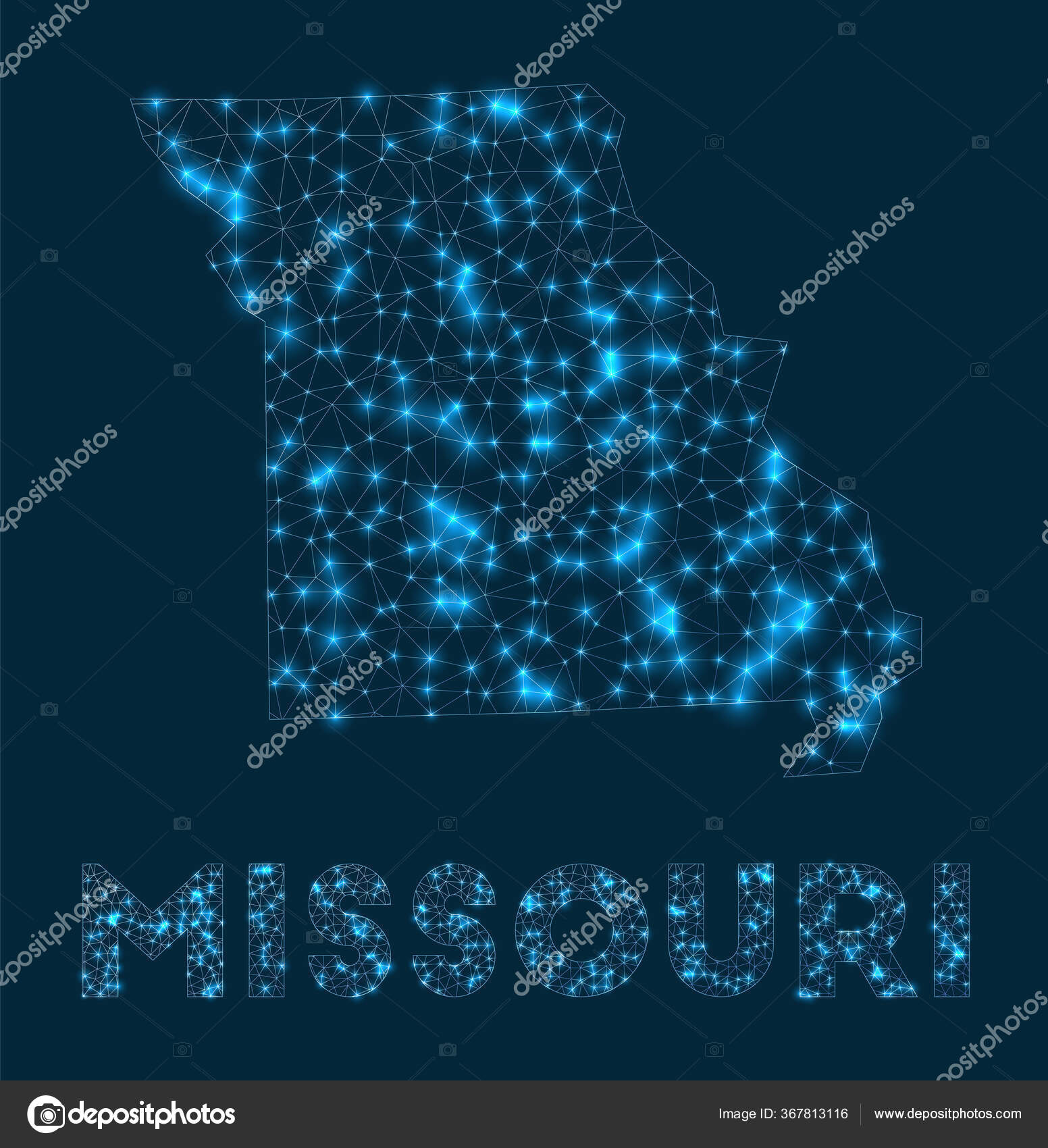 Missouri network map Abstract geometric map of the us state Internet ...