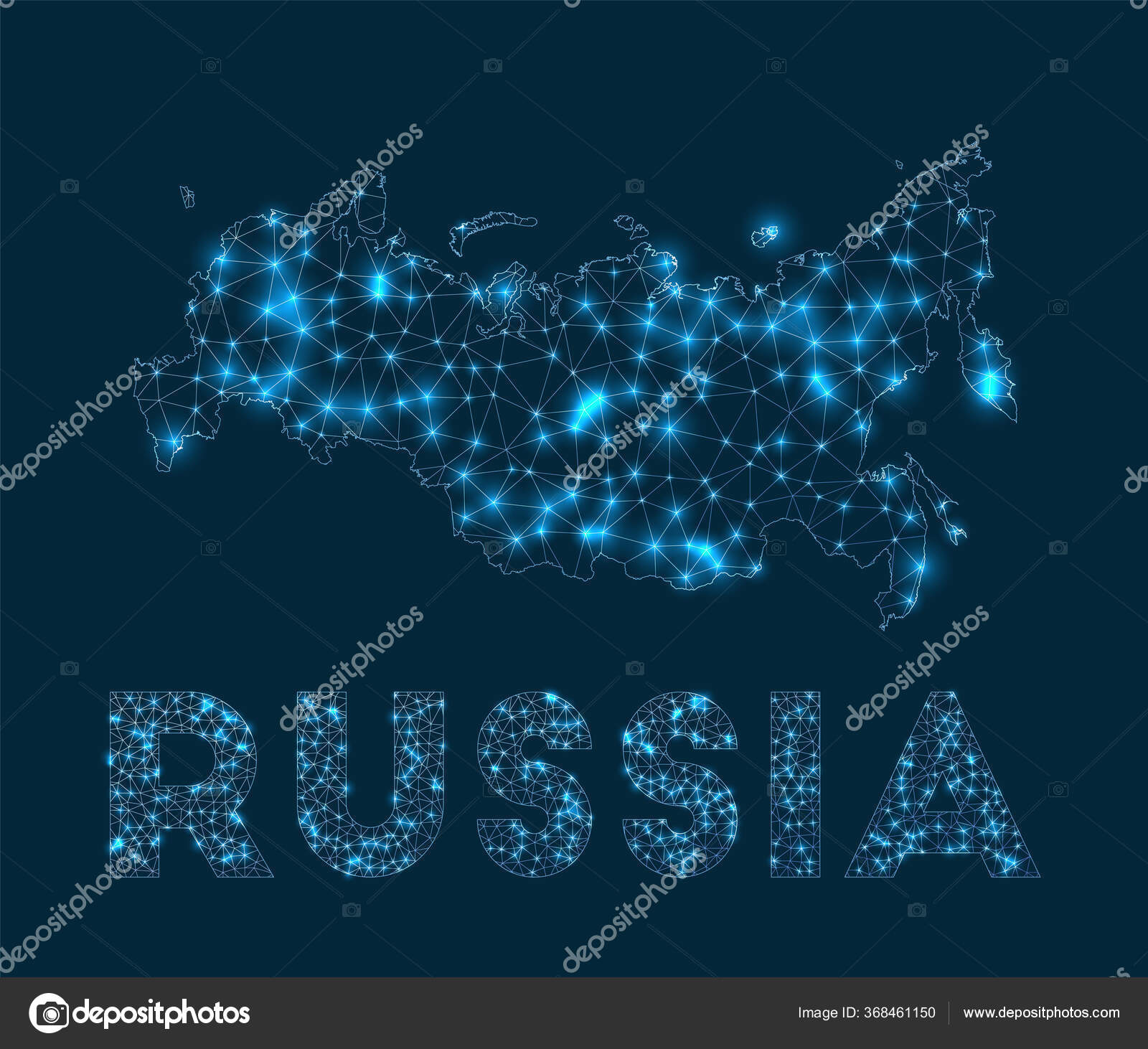 Russia network map Abstract geometric map of the country Internet ...