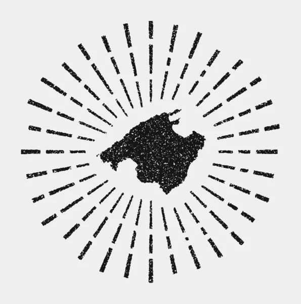 Vintage map of Canouan Grunge sunburst around the island Black Canouan ...