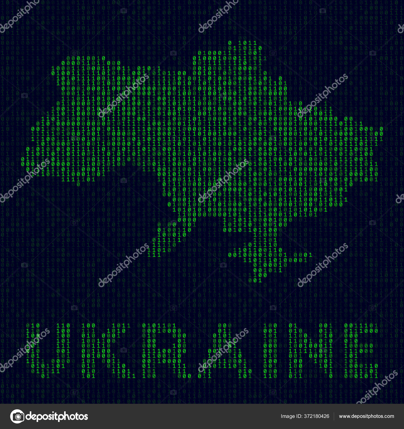 Digital Ukraina logo Negara simbol dalam gaya hacker Binary peta kode ...