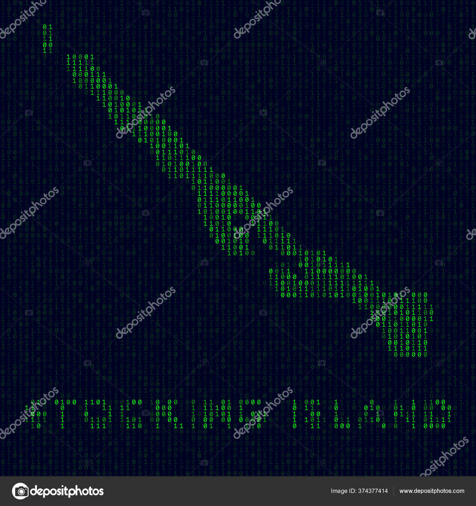 Digital Stocking Island logo Island symbol i hacker stil binær kode ...