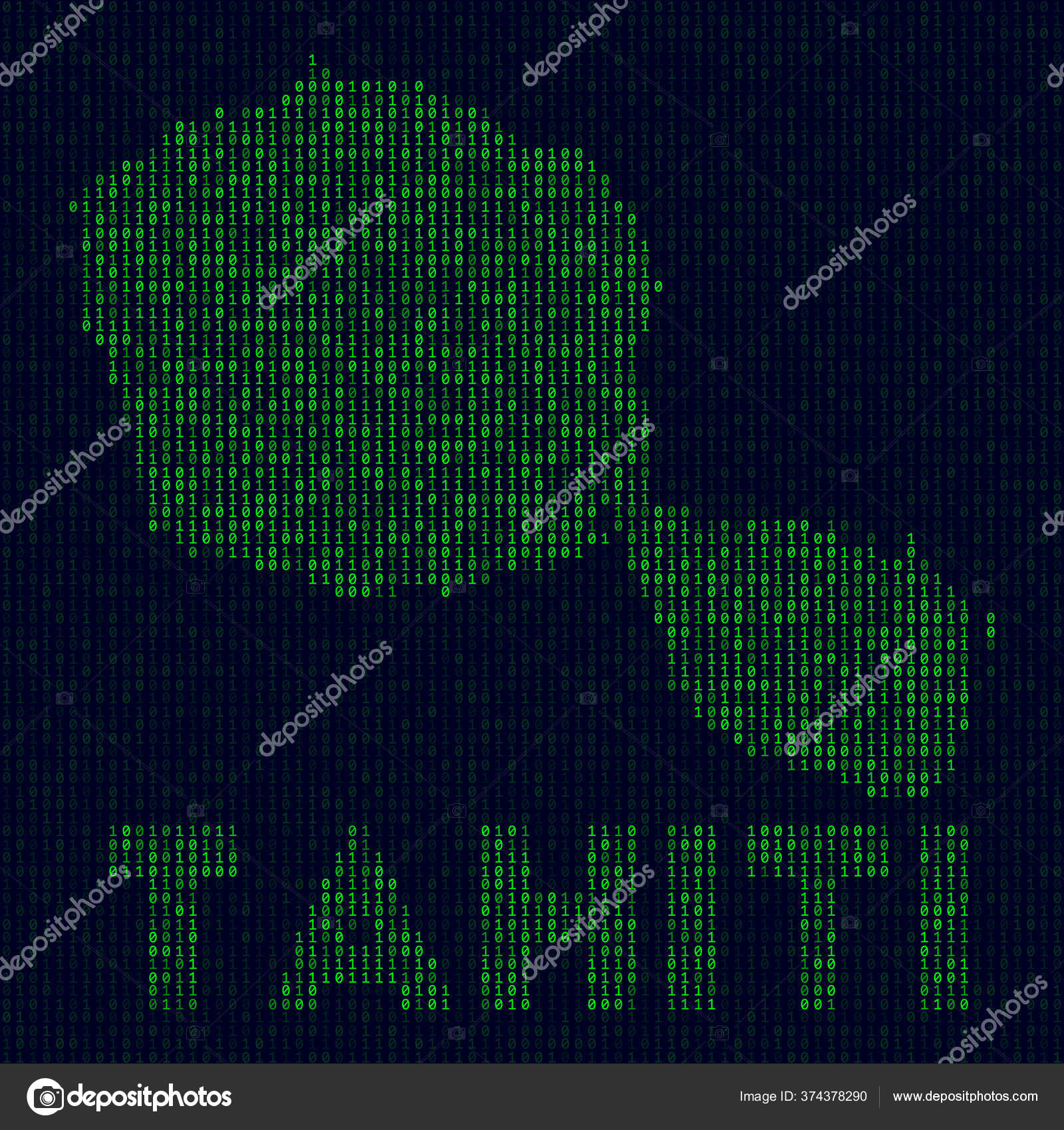 Digital Tahiti logo Island symbol in hacker style Binary code map of ...