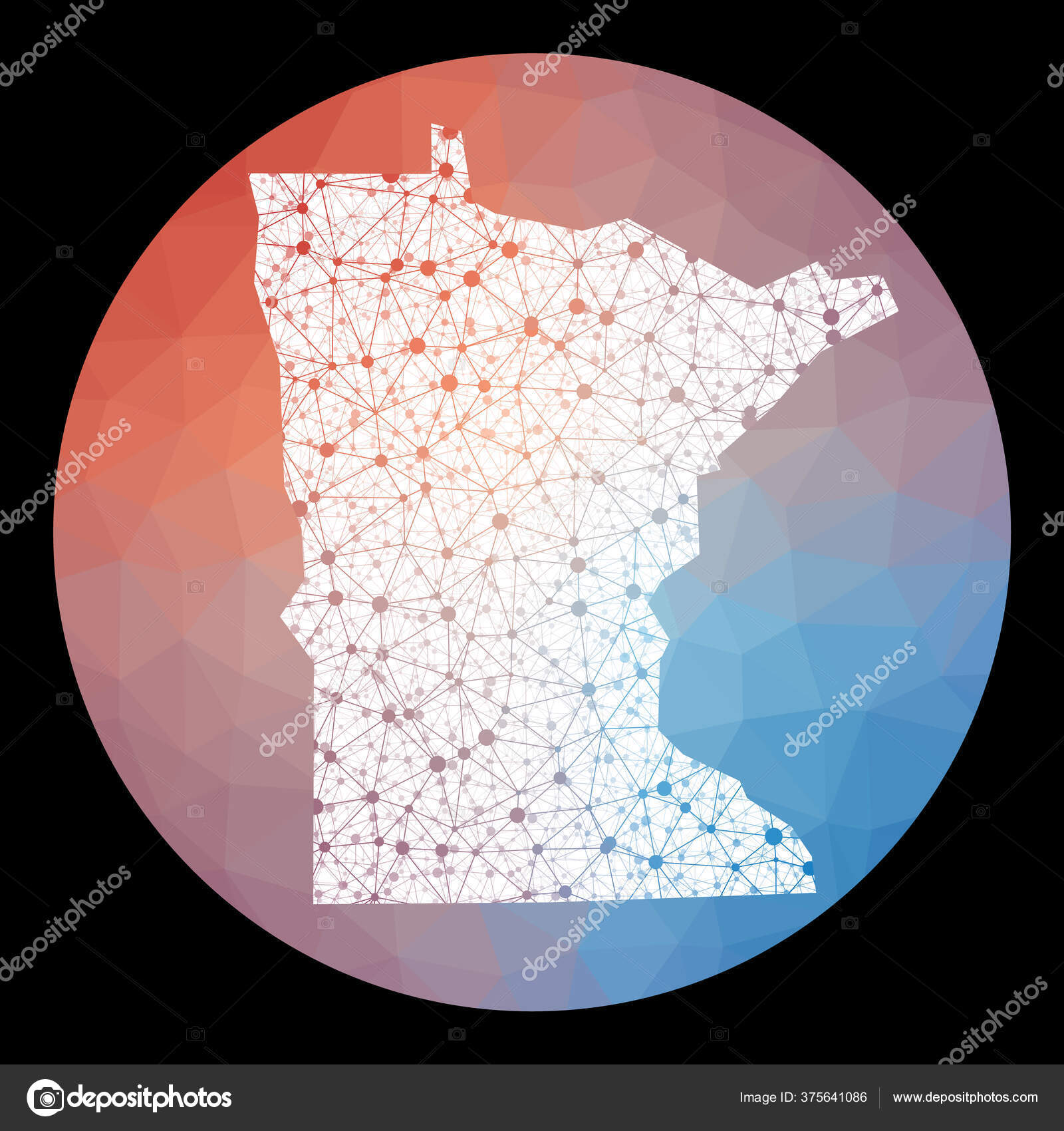 Vector network Minnesota map Map of the us state with low poly ...