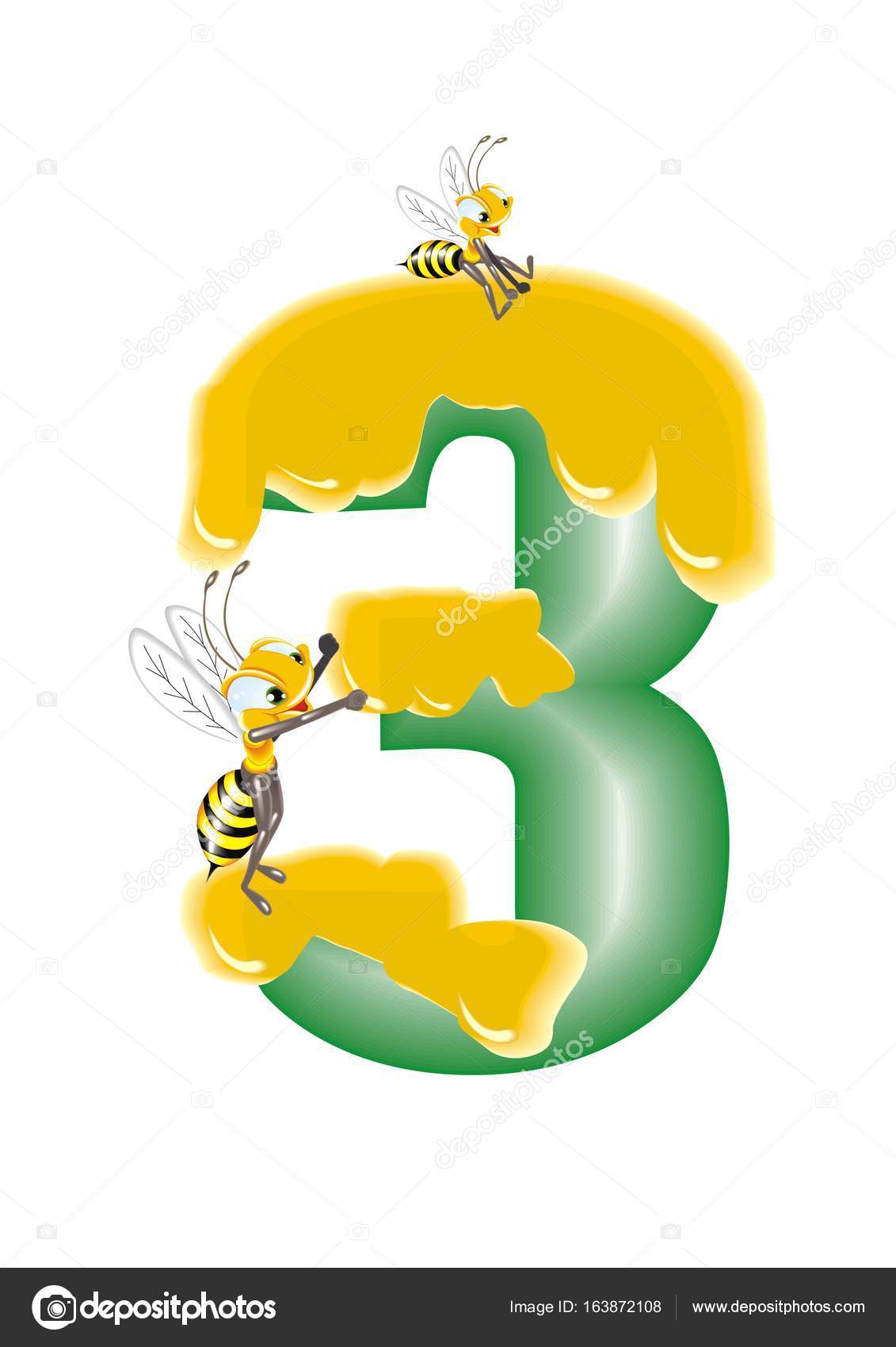 Bees with honey on the number 3 — Stock Vector © kassim1964 #163872108