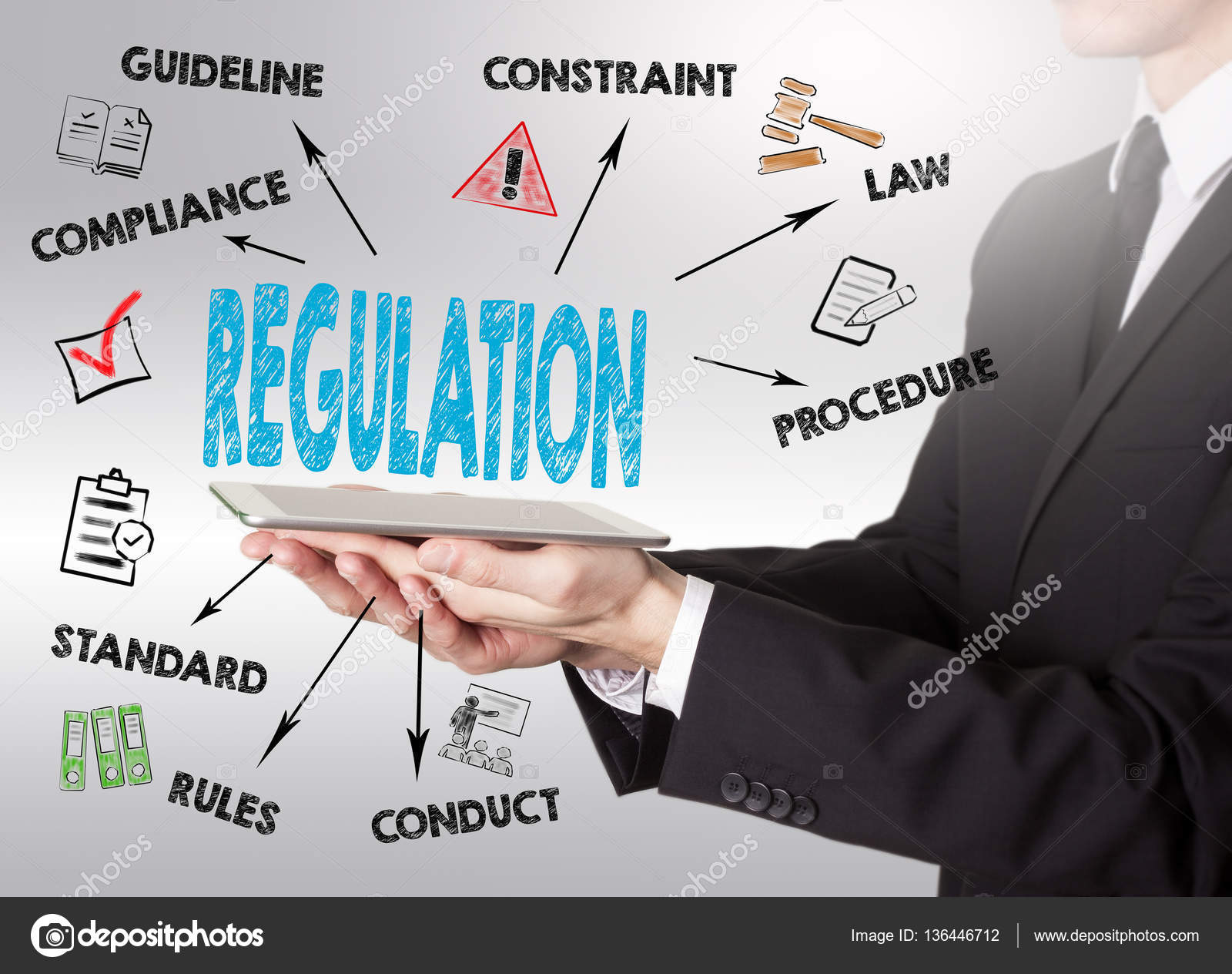 Regulation, young man holding a tablet computer — Stock Photo ...