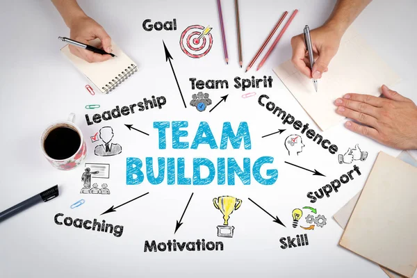 Teamwork Concept. Chart with keywords and icons — Stock Photo ...