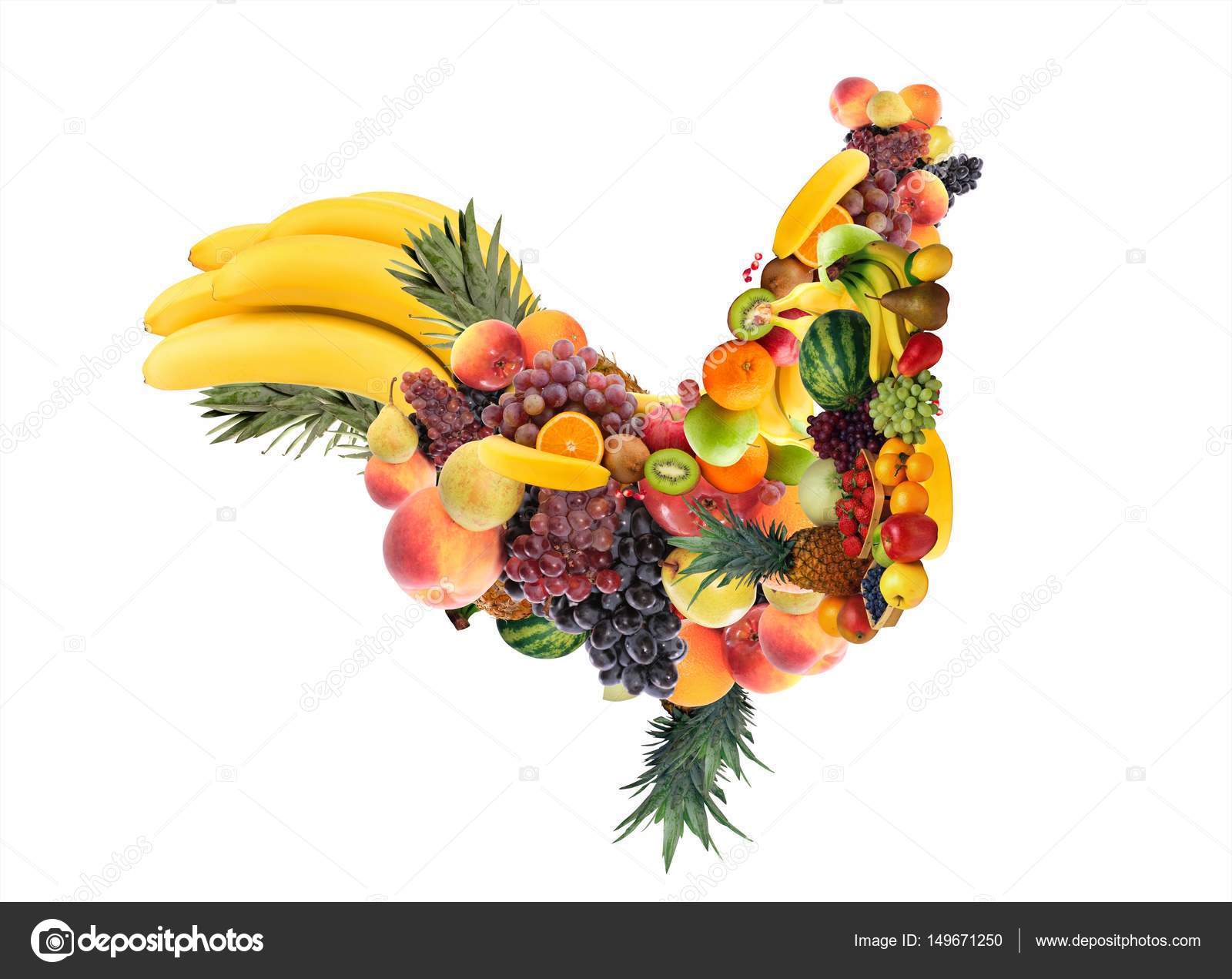 Rooster, fruit, vegetables, bananas, figure, symbol, — Stock Photo ...