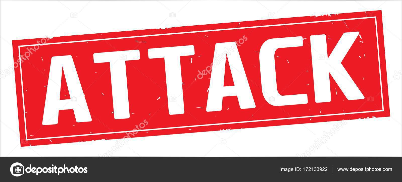 ATTACK text, on full red rectangle stamp. — Stock Photo © outchill ...