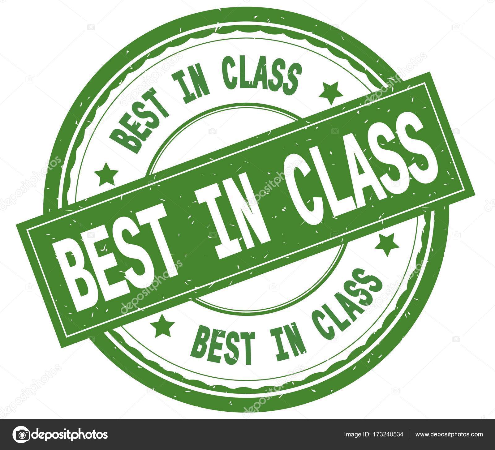 BEST IN CLASS , written text on green round rubber stamp. — Stock Photo ... BEST IN CLASS , written text on green round rubber stamp. — Stock Photo ...